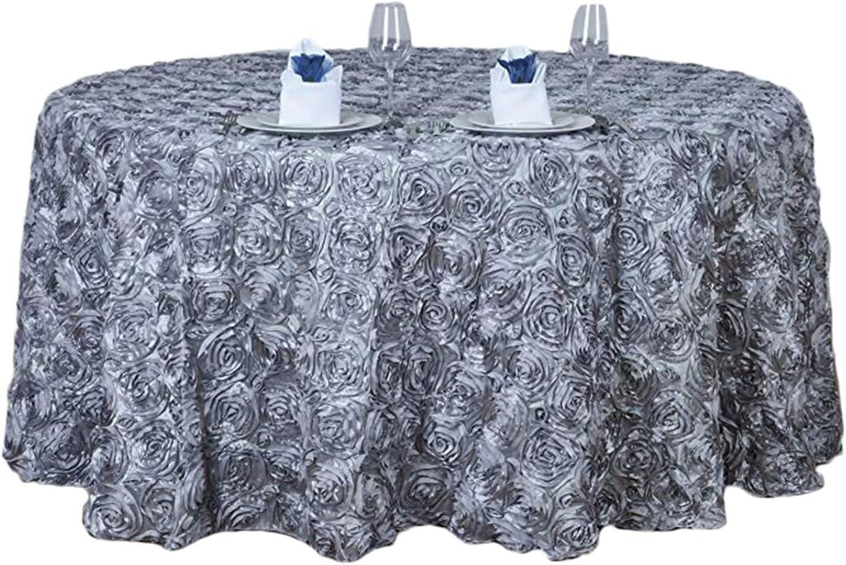 FDSHOIYN 3D Satin Raised Rosettes Tablecloth Party Table Cover Table ...
