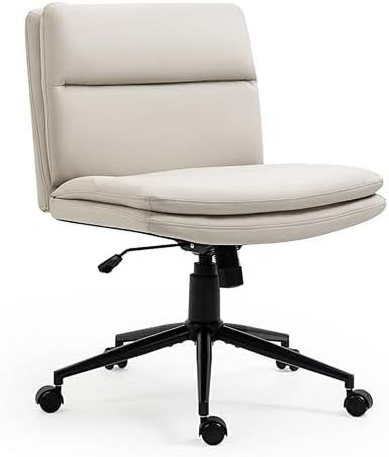 FDSHOIYN Armless Wide Office Desk Chair No Wheels Modern Fabric Swivel ...