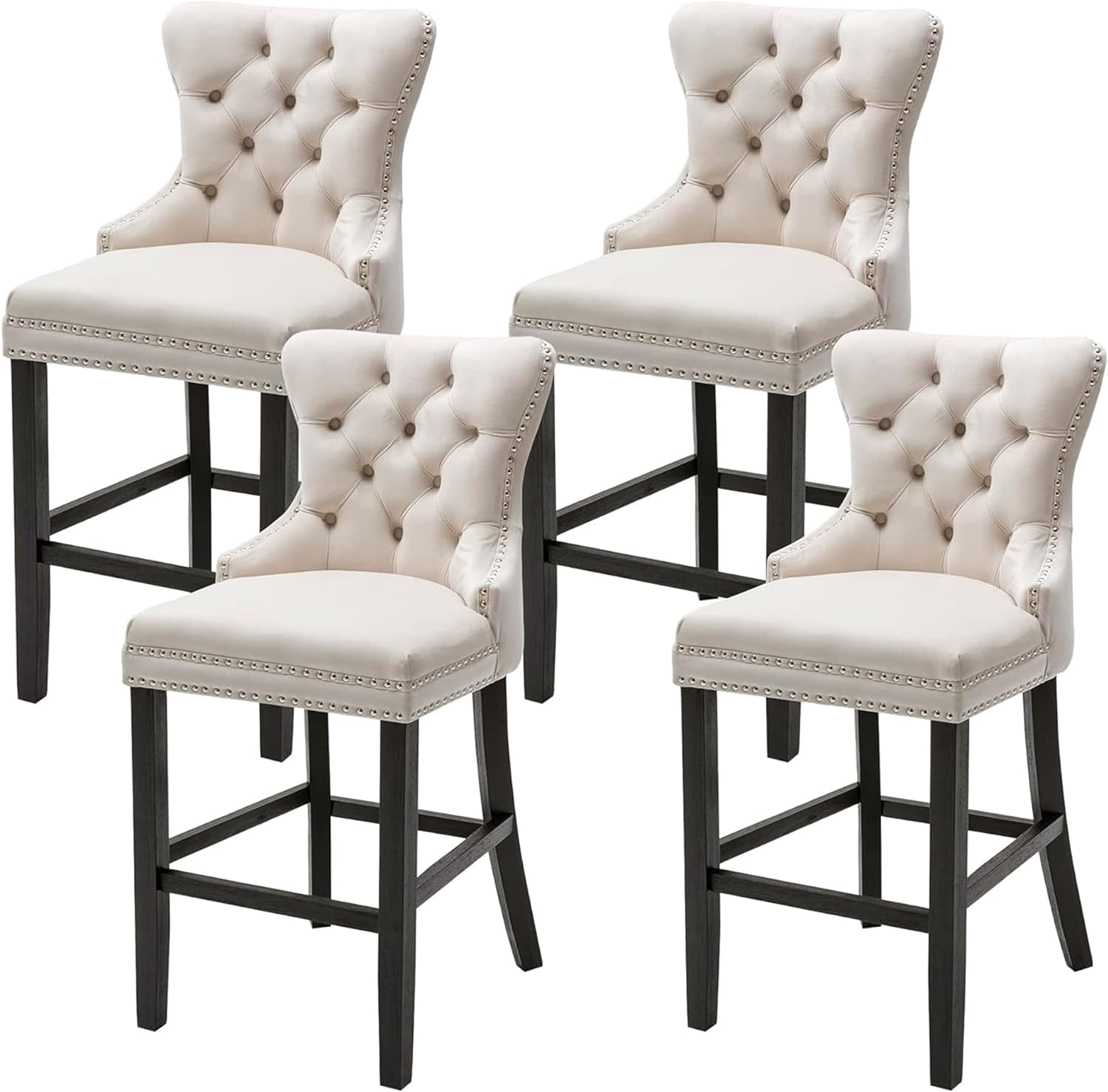FDSHOIYN Bar Stools Set of 2 Velvet 26 Counter Height Stools with ...
