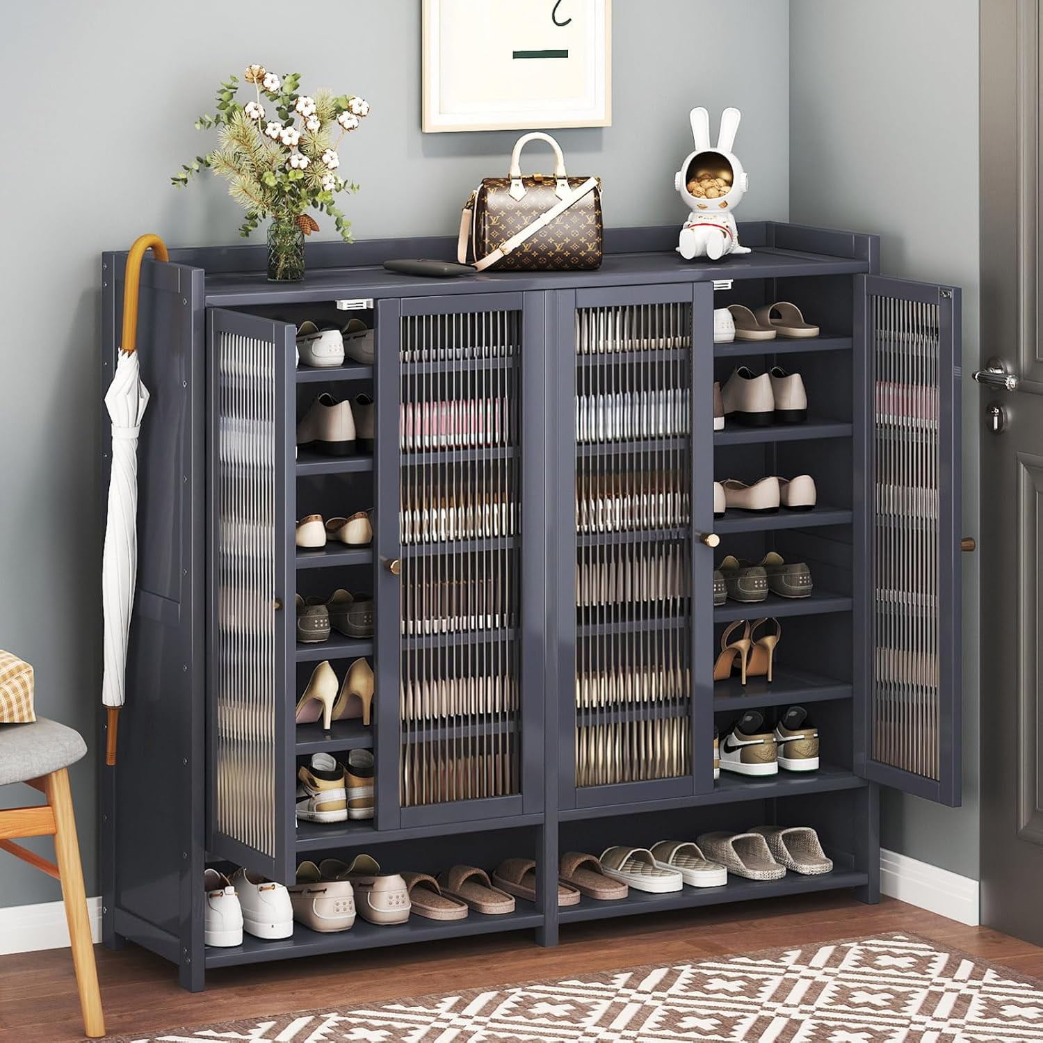 FDSHOIYN Shoe Storage Cabinet with Doors 8 Tier Freestanding Shoes ...