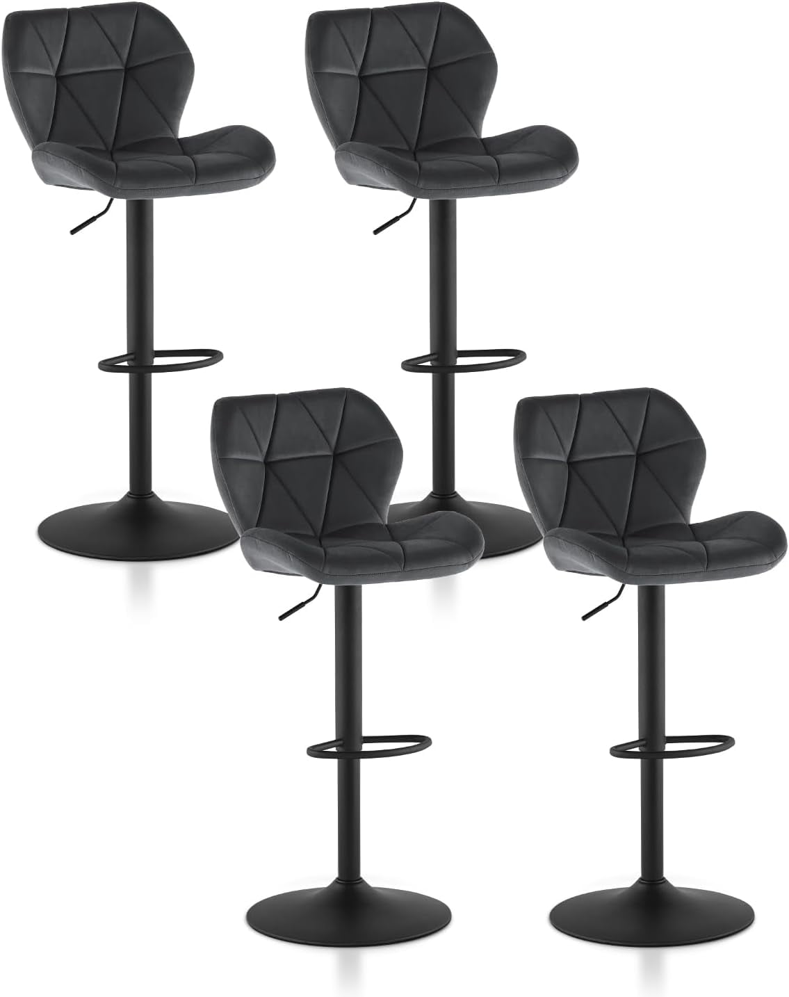 FDSHOIYN Velvet Bar Stools Set of 2 Height Adjustable Swivel Stools for ...
