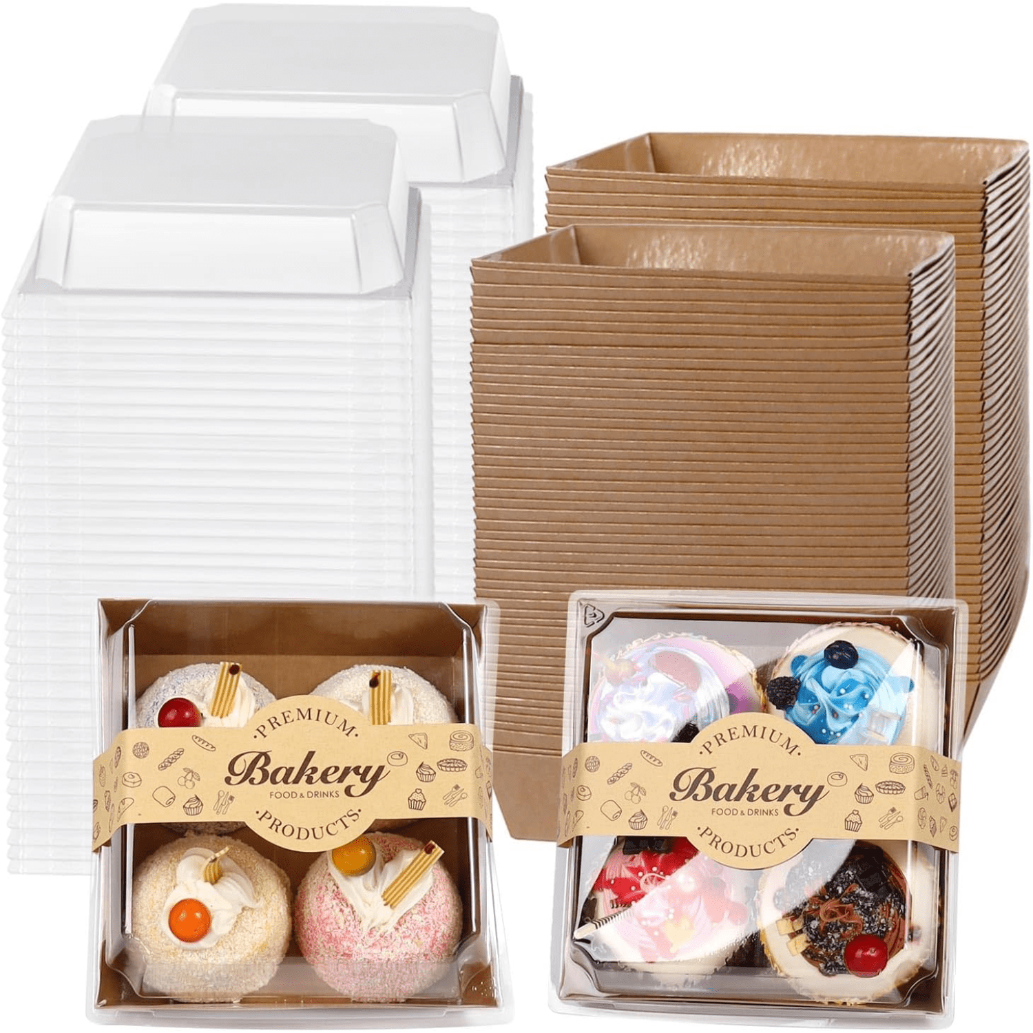 FDTBYHVYT 100 Pack Charcuterie Boxes with Clear Lids 5.3x4.9x2.5 Inches ...