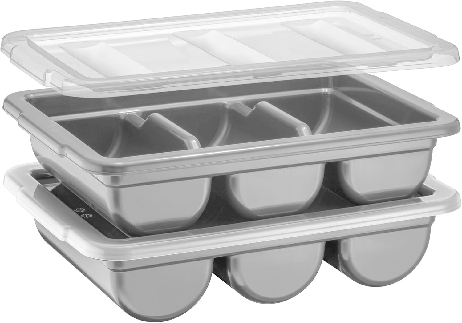 FDTBYHVYT 2 Pack - Cutlery Bin with Lid Commercial 3-Compartment ...