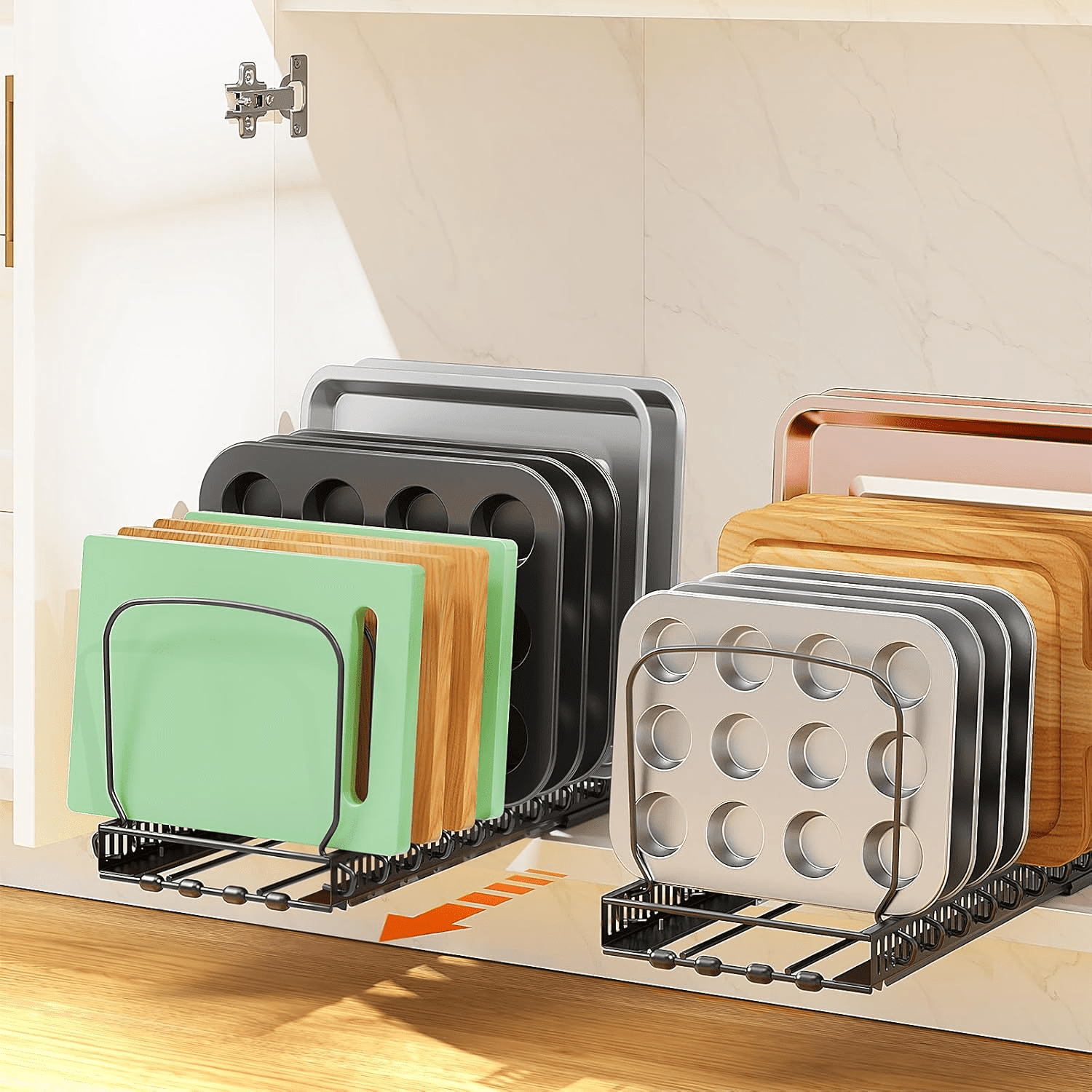 FDTBYHVYT 2 Pack Pull Out Baking Tray and Cookie Sheet Organizer Slide ...