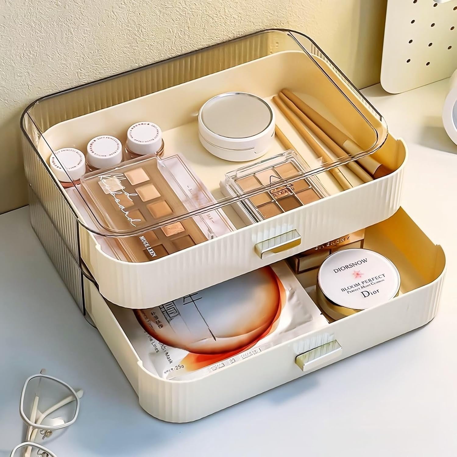 FDTBYHVYT 2 Pack Stackable Makeup Organizer with Drawers Bathroom ...