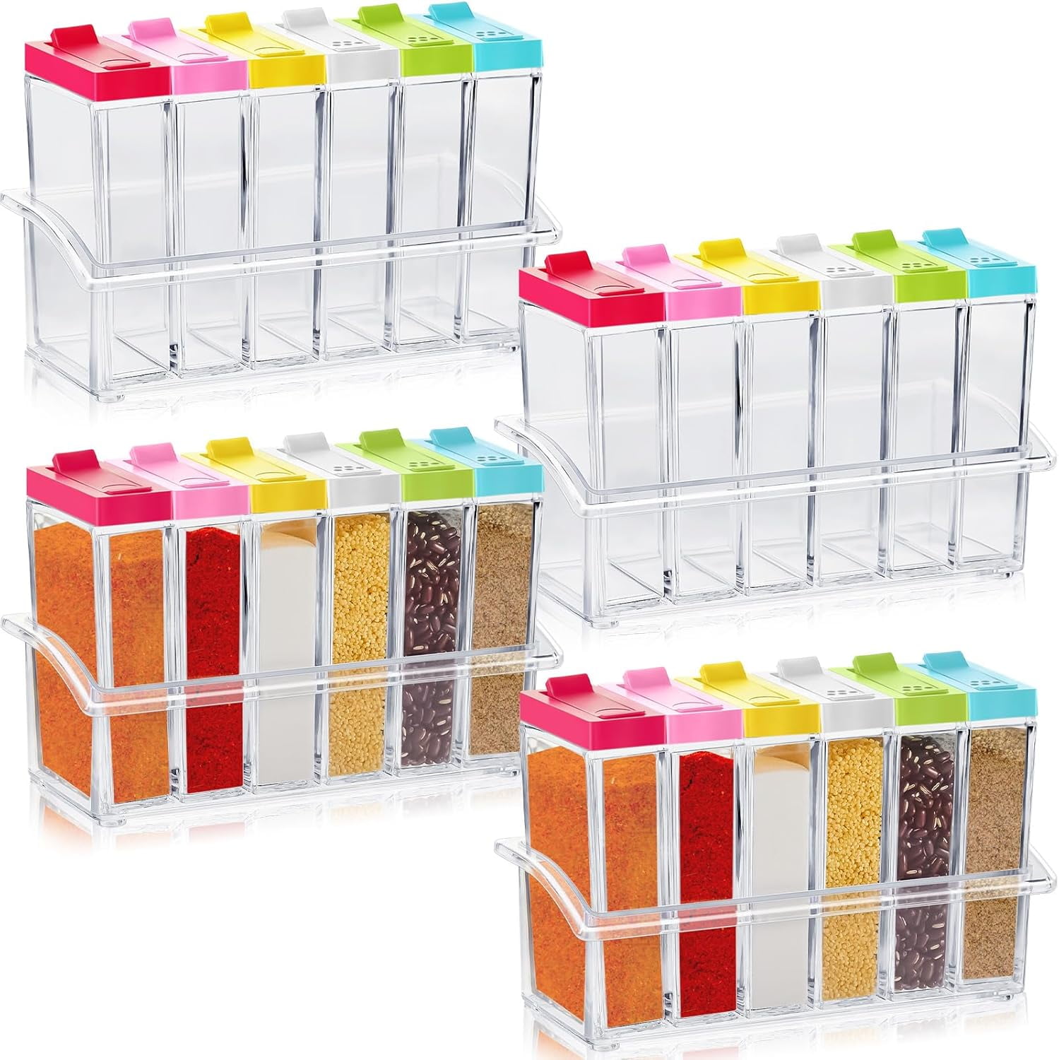 FDTBYHVYT 24 Pcs Spice Shaker Jars， Colored Plastic Seasoning Shaker ...
