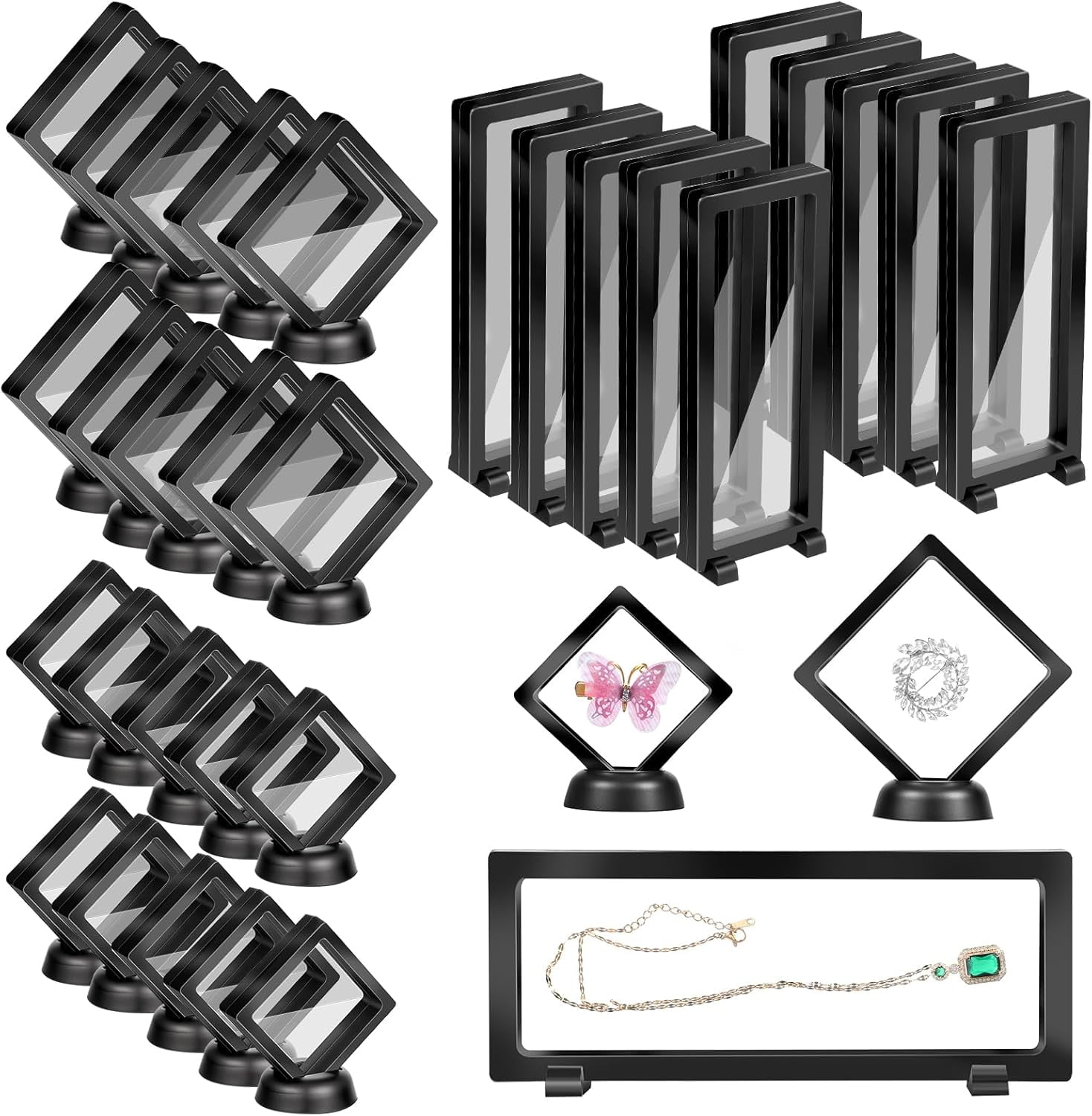 FDTBYHVYT 30 Pack 3D Floating Display Stand Floating Frame Display Case Coin Display Holder ...