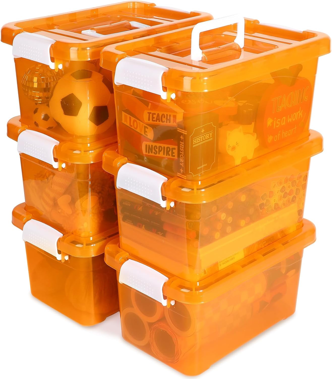 FDTBYHVYT 6 Pack 7 Quart Colorful Plastic Storage Bins with Lids ...