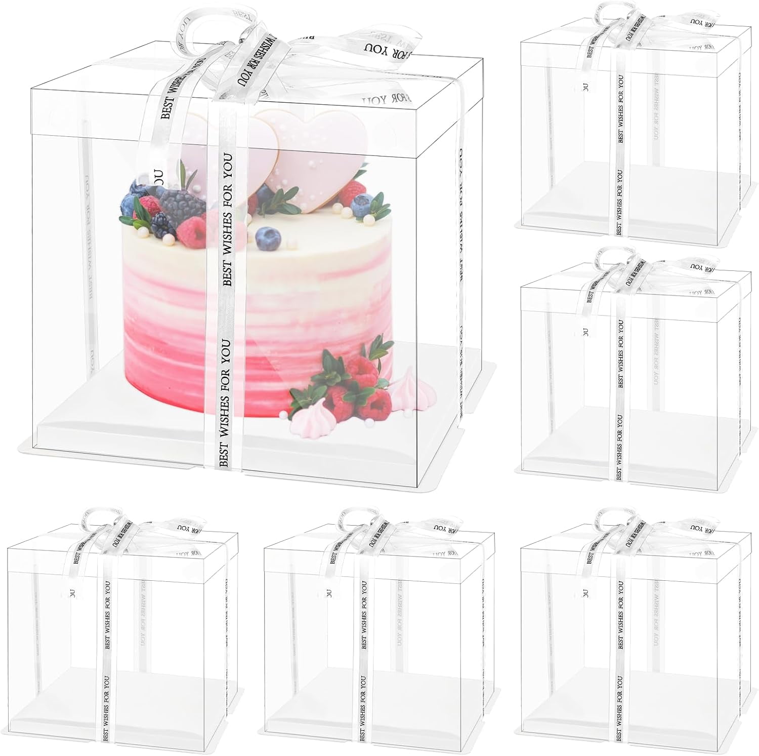 FDTBYHVYT 6 Pcs Clear Cake Boxes with Lids Plastic Transparent Gift ...