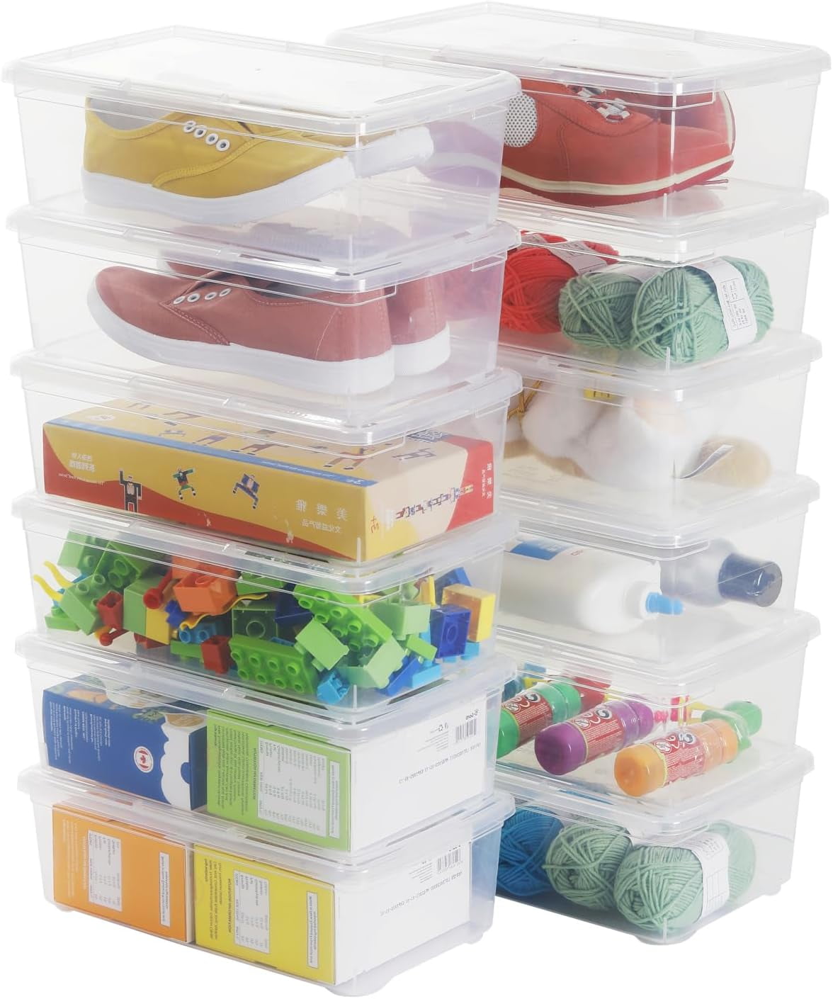FDTBYHVYT 6 Quart Stackable Plastic Storage Shoebox BPA-Free Nestable ...