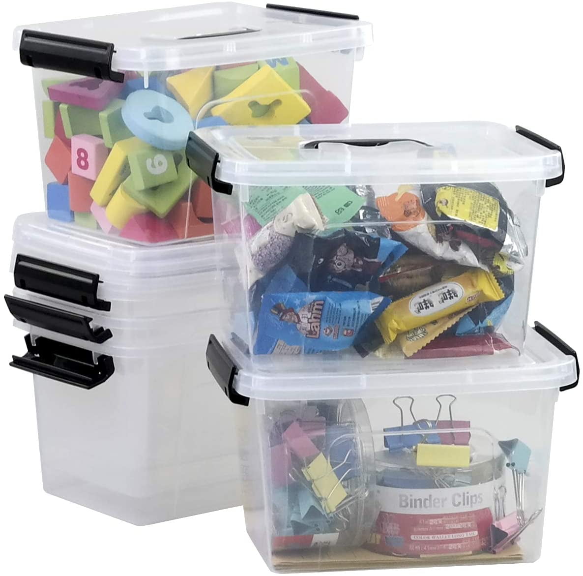 FDTBYHVYT 8 Quart Plastic Storage Clear Latch Boxes Clear Containers ...