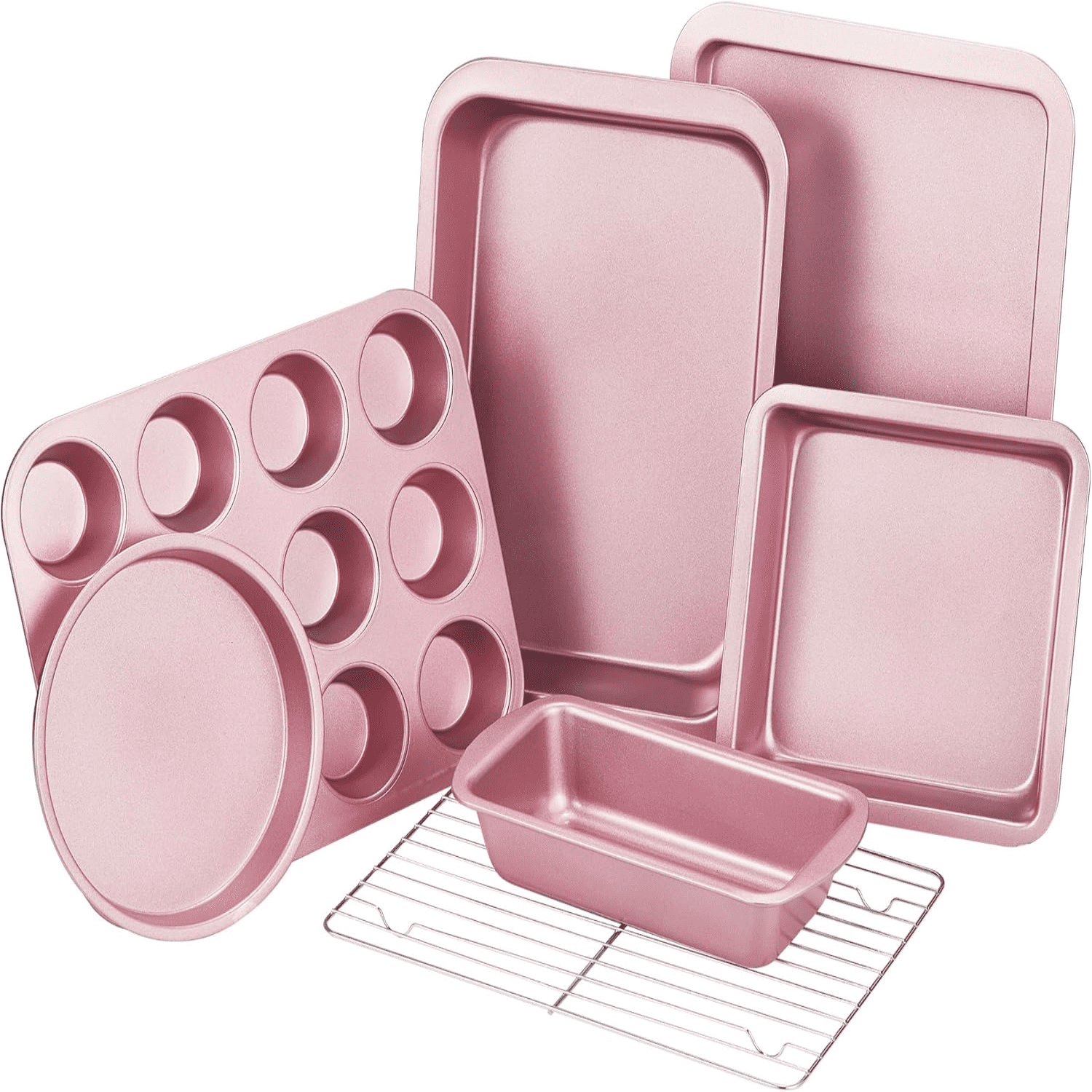 FDTBYHVYT Baking Pans Sets Nonstick Bakeware Set 7-Piece with Round ...