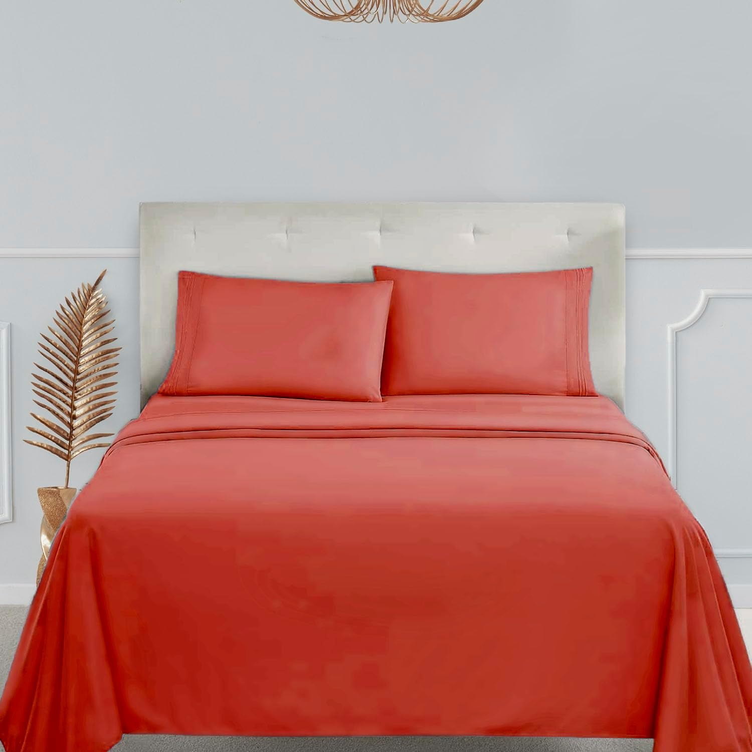 FDTBYHVYT Bed Sheets 1800 Series 4 Piece Bed Sheet Set Deep Pocket Wrinkle Fade Stain Resistant ...