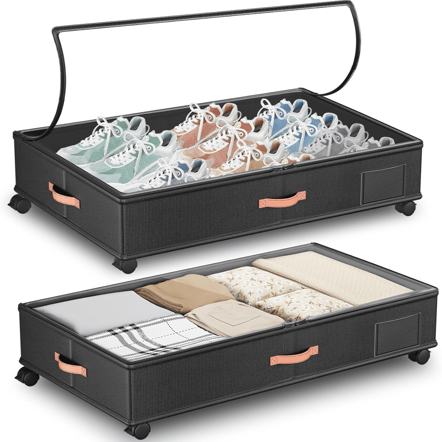 FDTBYHVYT Under Bed Storage with Wheels 2-Pack Under Bed Storage ...