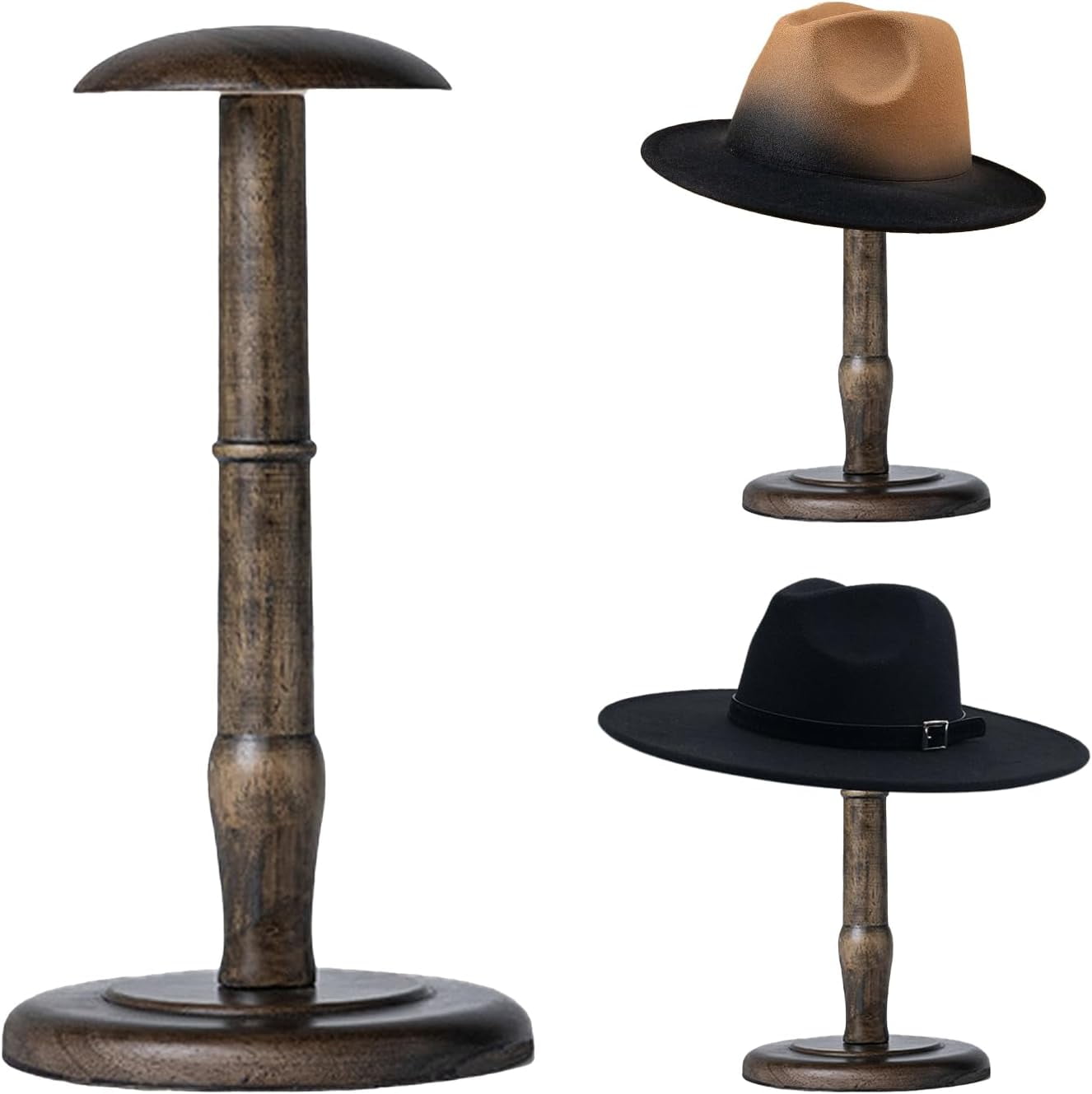 FDTBYHVYT CHADWICK Vintage Hat Rack Stand Rustic Brown Hat Display ...