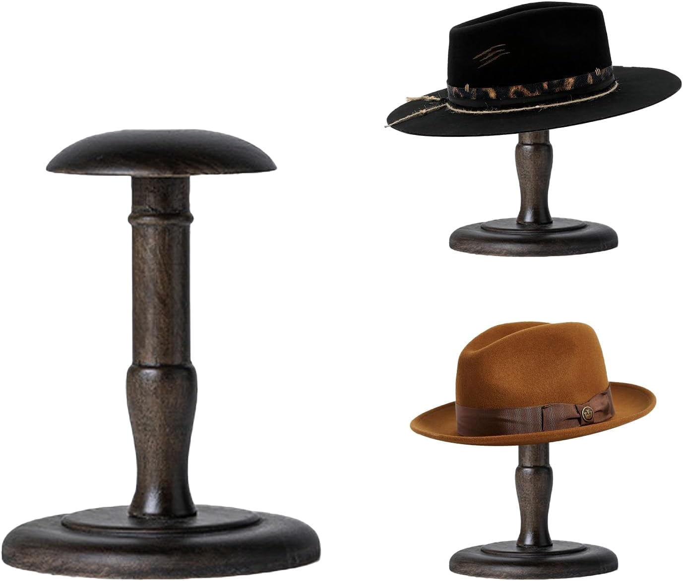 FDTBYHVYT CHADWICK Vintage Hat Rack Stand Rustic Brown Hat Display ...