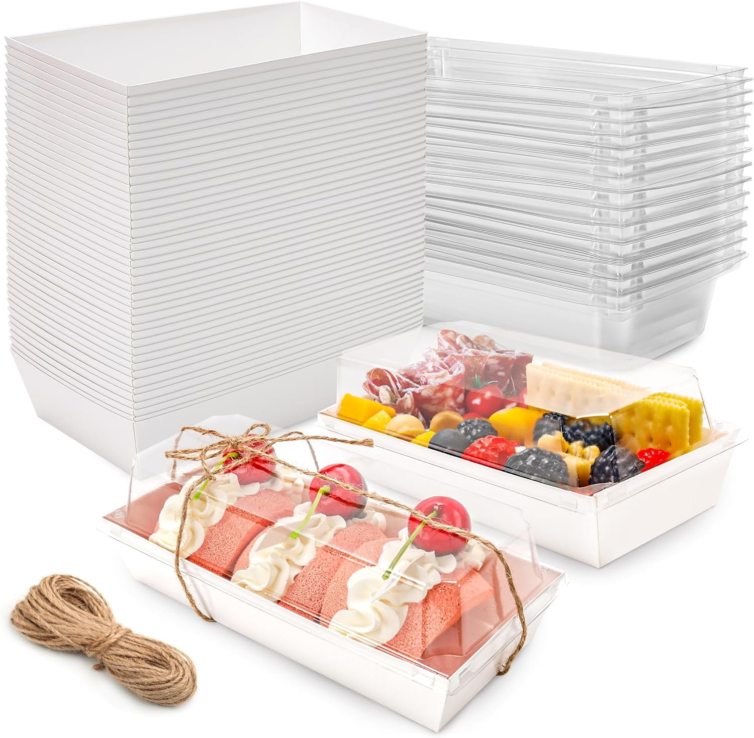 FDTBYHVYT Charcuterie Boxes with Clear Lids Mini Dessert Bakery Boxes ...