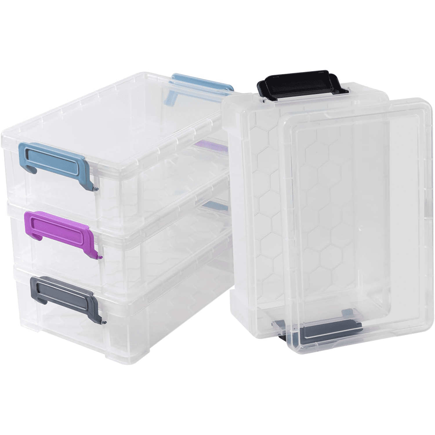 FDTBYHVYT Clear Pencil Plastic Storage Containers 4 Pack Latch Storage ...