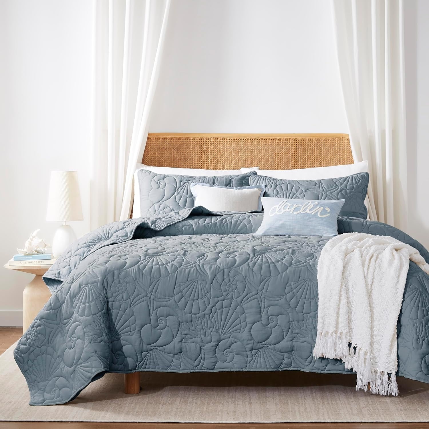 FDTBYHVYT Coastal Beach Beige Queen Size Quilt Bedding Sets Nautical ...