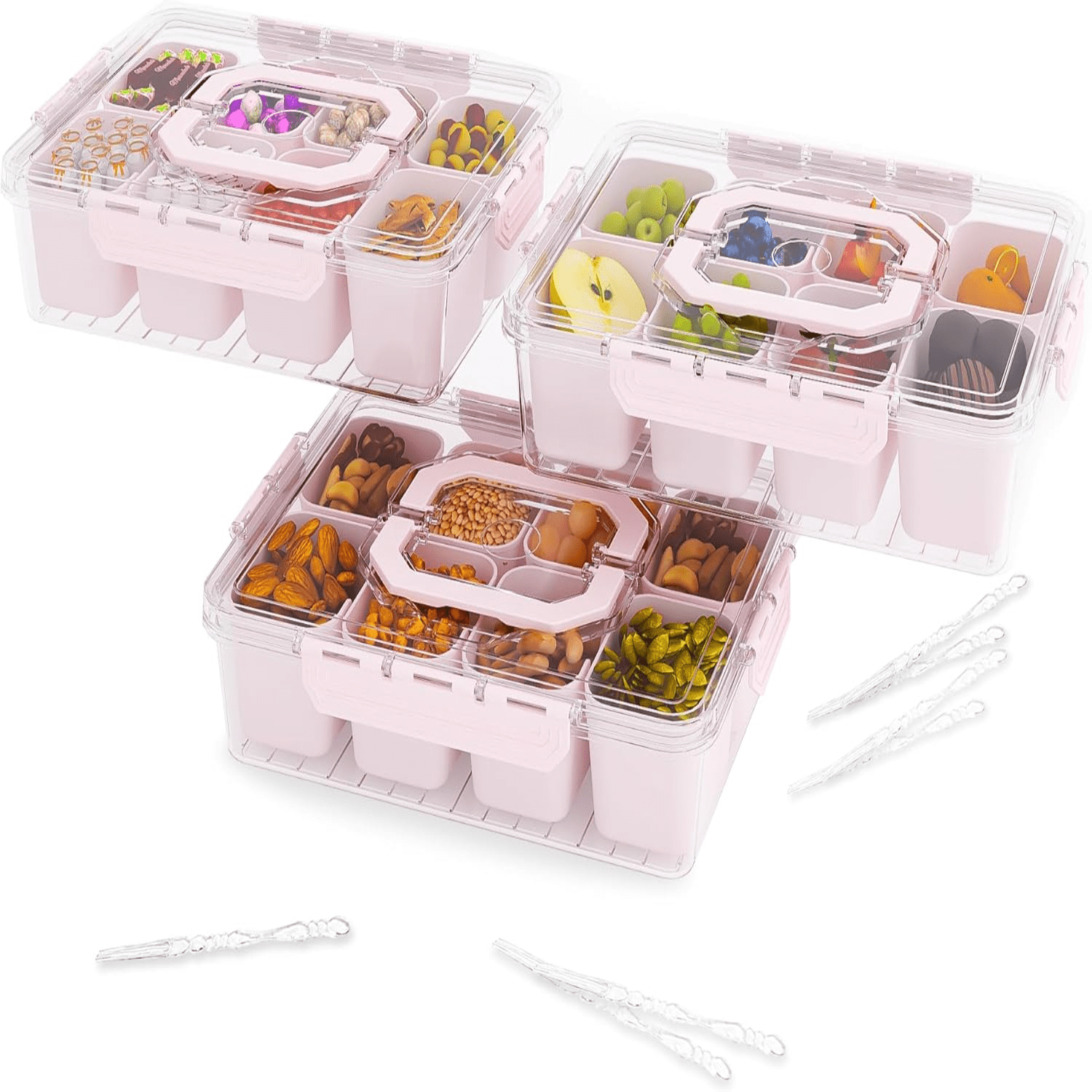 FDTBYHVYT Divided Serving Tray with Lid and Handles 8 Compartments ...