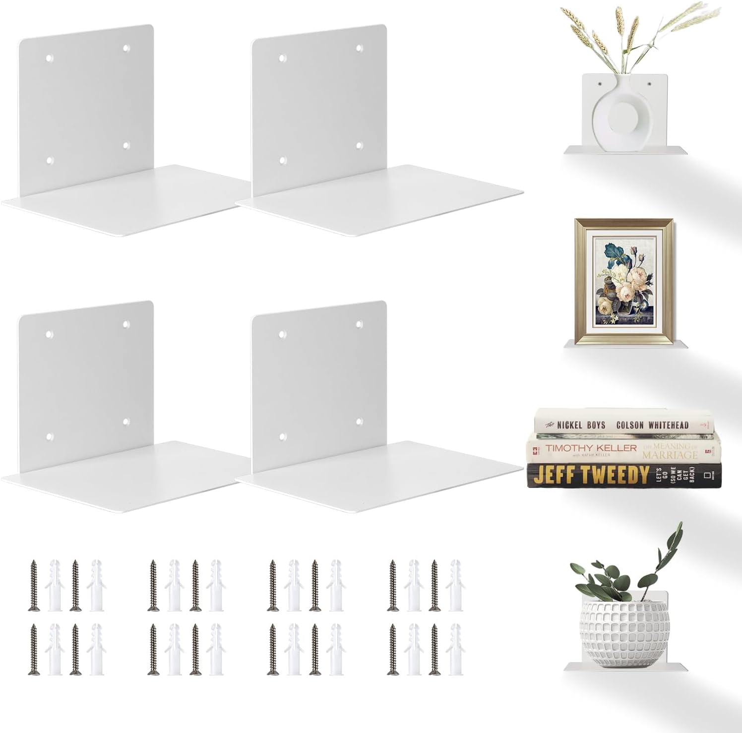 FDTBYHVYT Floating Book Shelves for Wall 4 Pack Invisible Wall ...