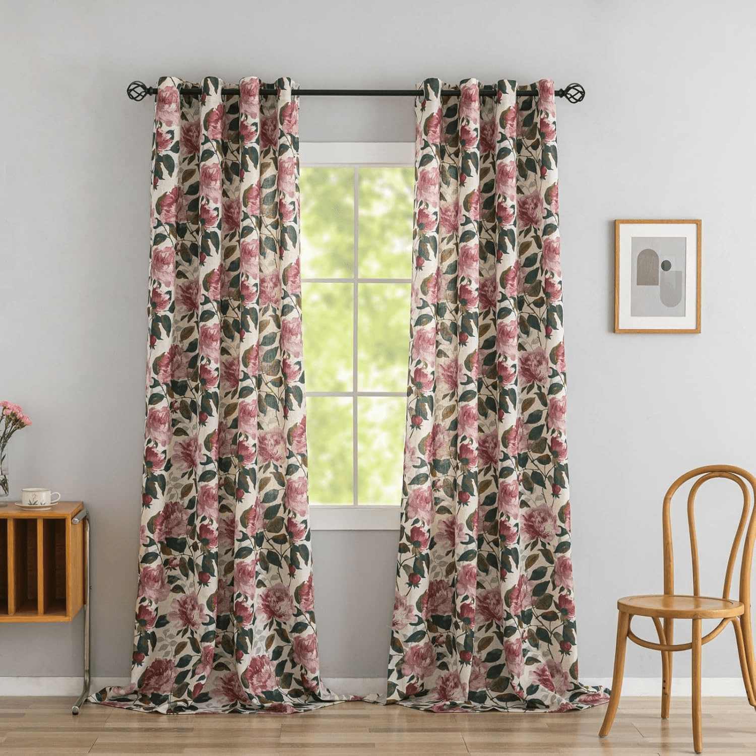 FDTBYHVYT Floral 90 inch Curtains for Living Room - French Country Pink ...
