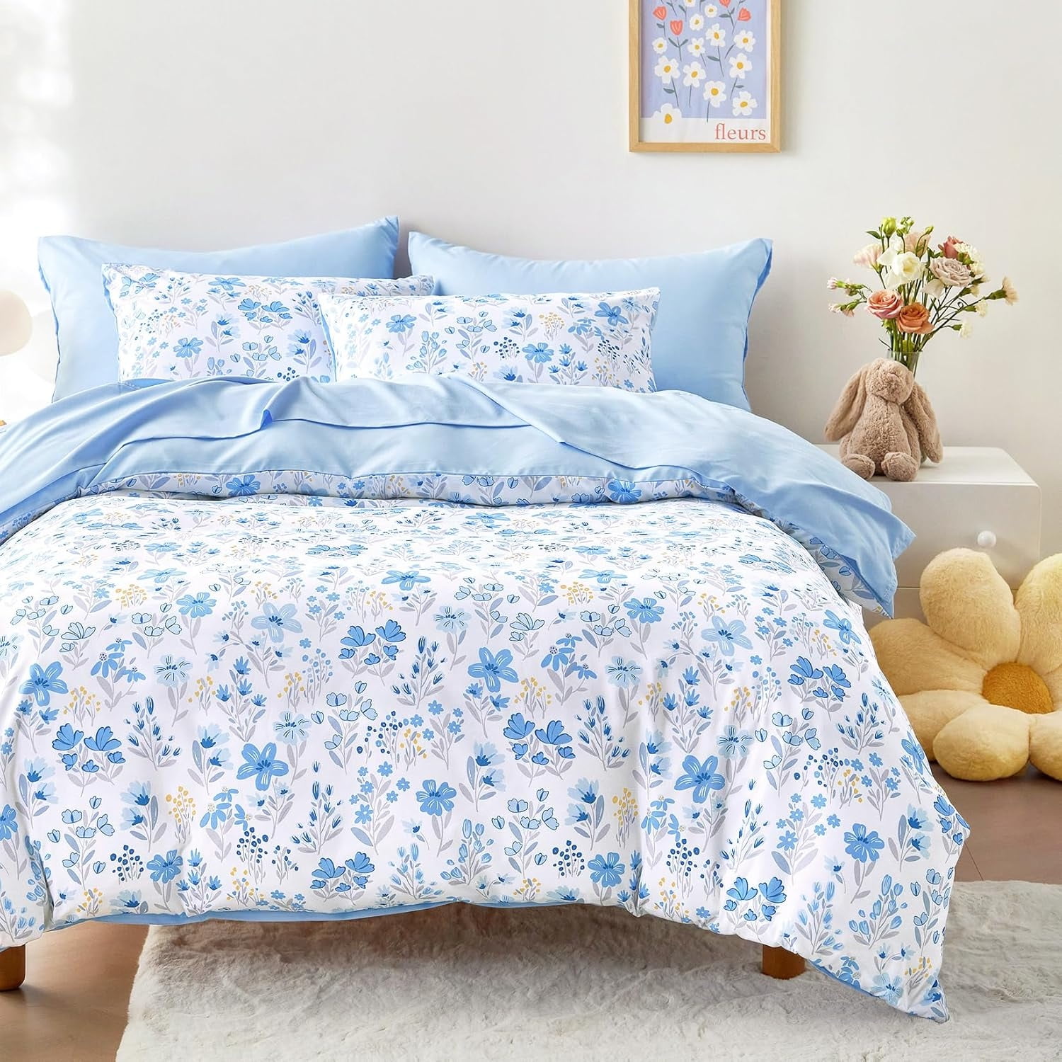 FDTBYHVYT - Floral Duvet Cover Set Botanical Flower Cottagecore Shabby ...