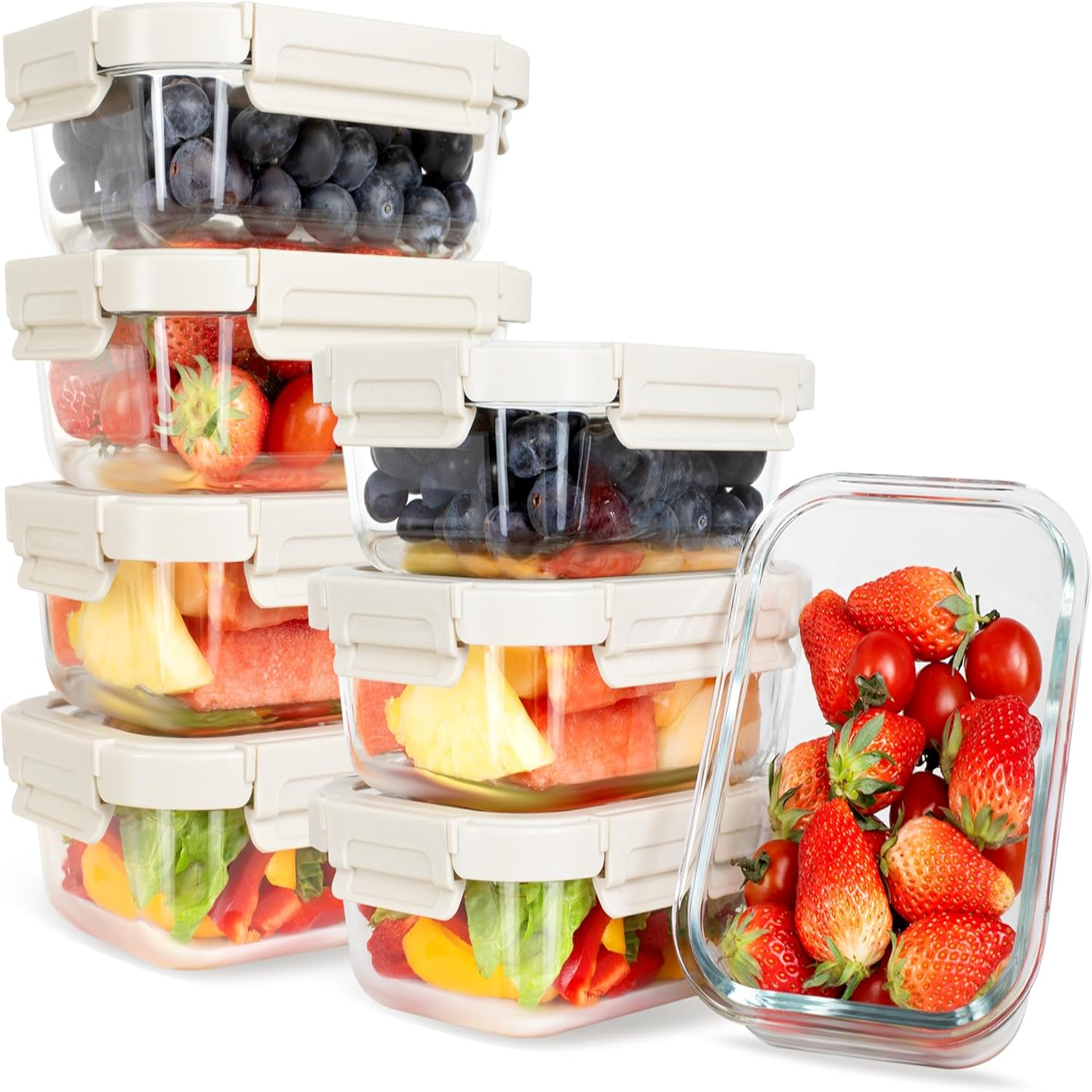 FDTBYHVYT Food Meal Prep Containers with Glass Lids Glass Storage ...