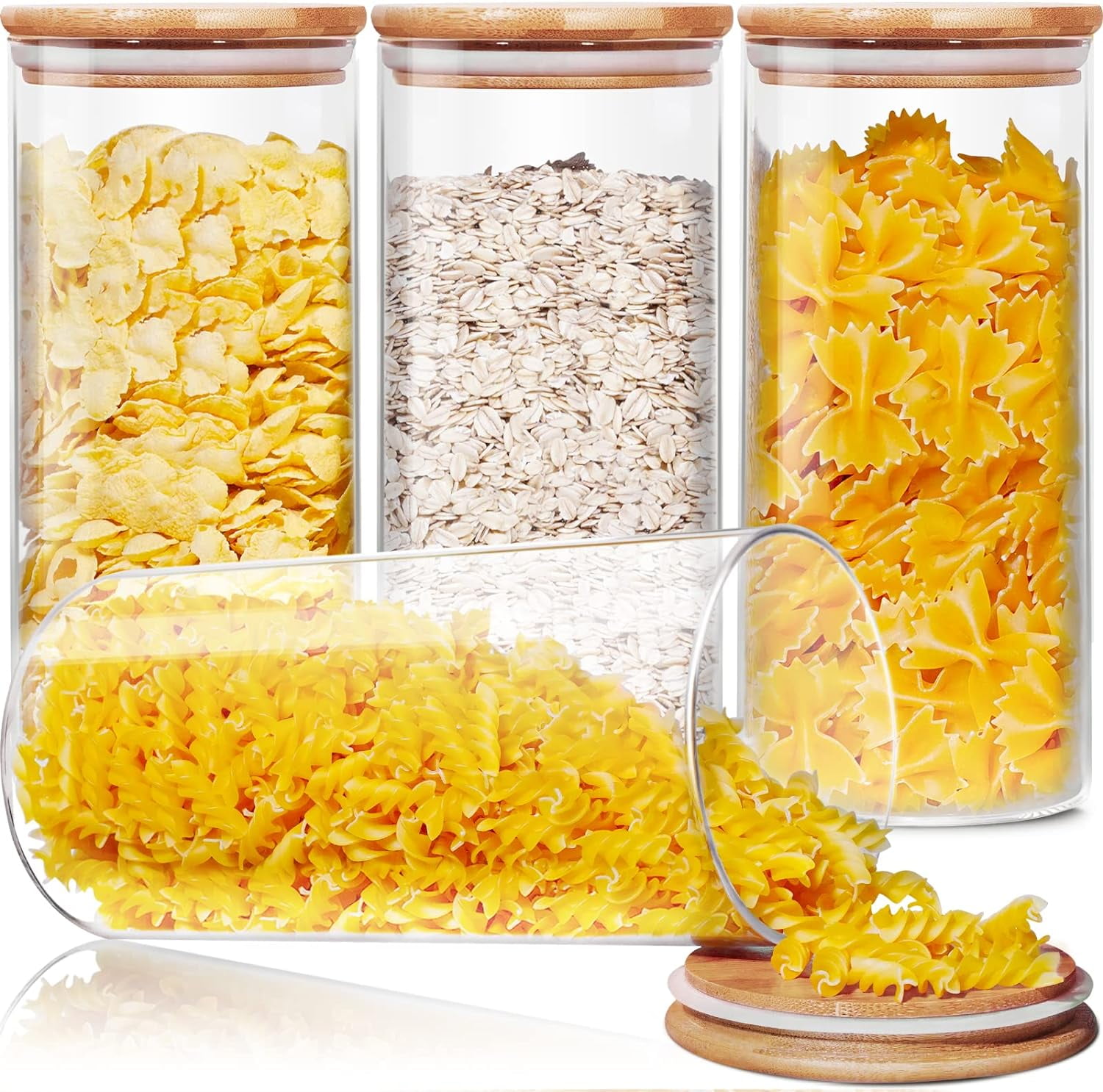 FDTBYHVYT Glass Jars with Bamboo Lids 79 FL OZ [] Glass Canisters with ...