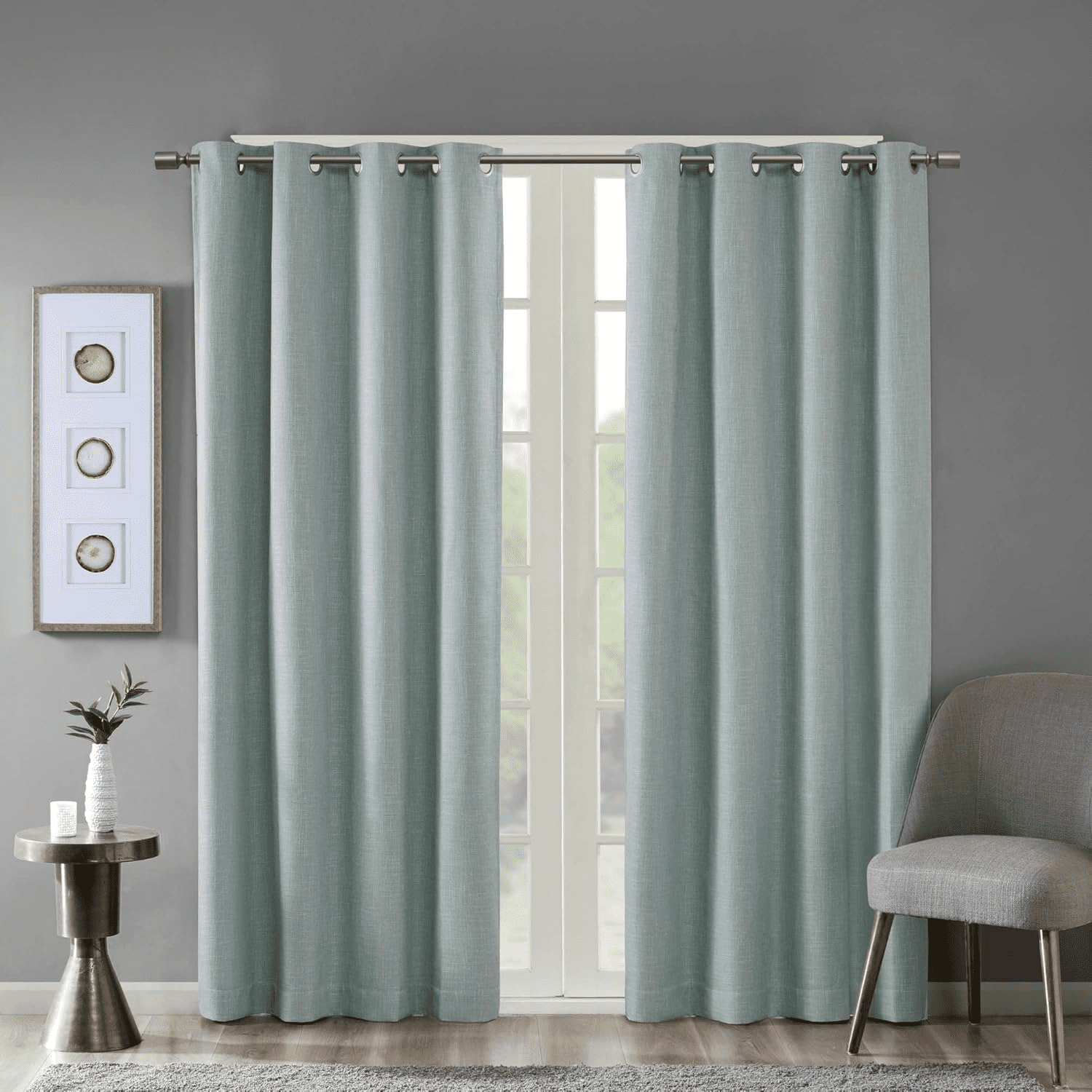 FDTBYHVYT Maya Blackout Curtain Single Window Textured Heatherd Print ...