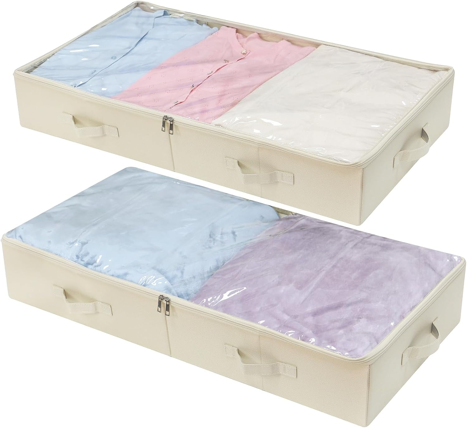FDTBYHVYT Pack of 2 Visible Lid Underbed Clothes Storage Bins for Shoes ...