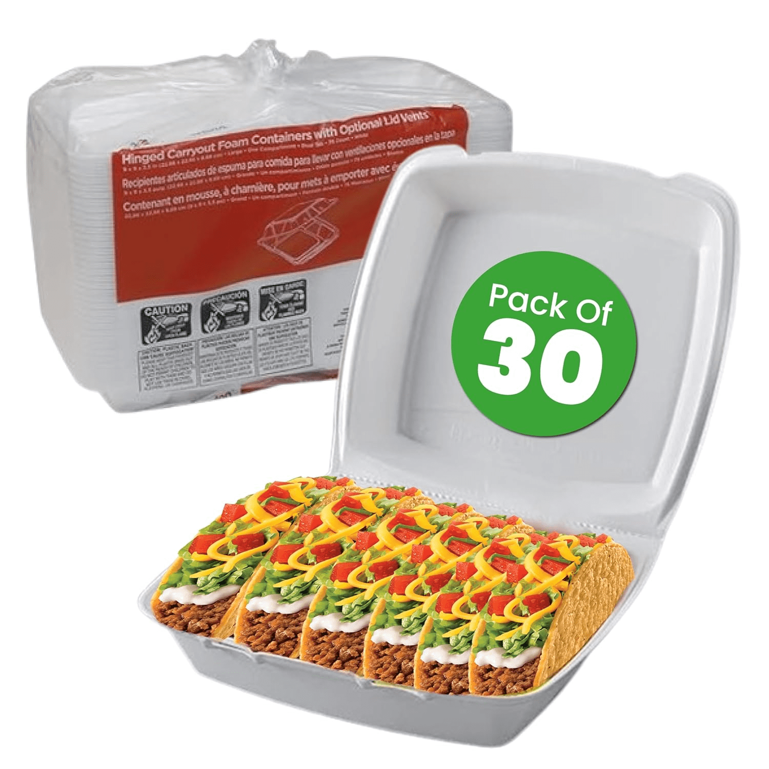 FDTBYHVYT Pack of 30CT Choice Large 9 x 9 x 3.5 Inch Foam 1-Compartment ...
