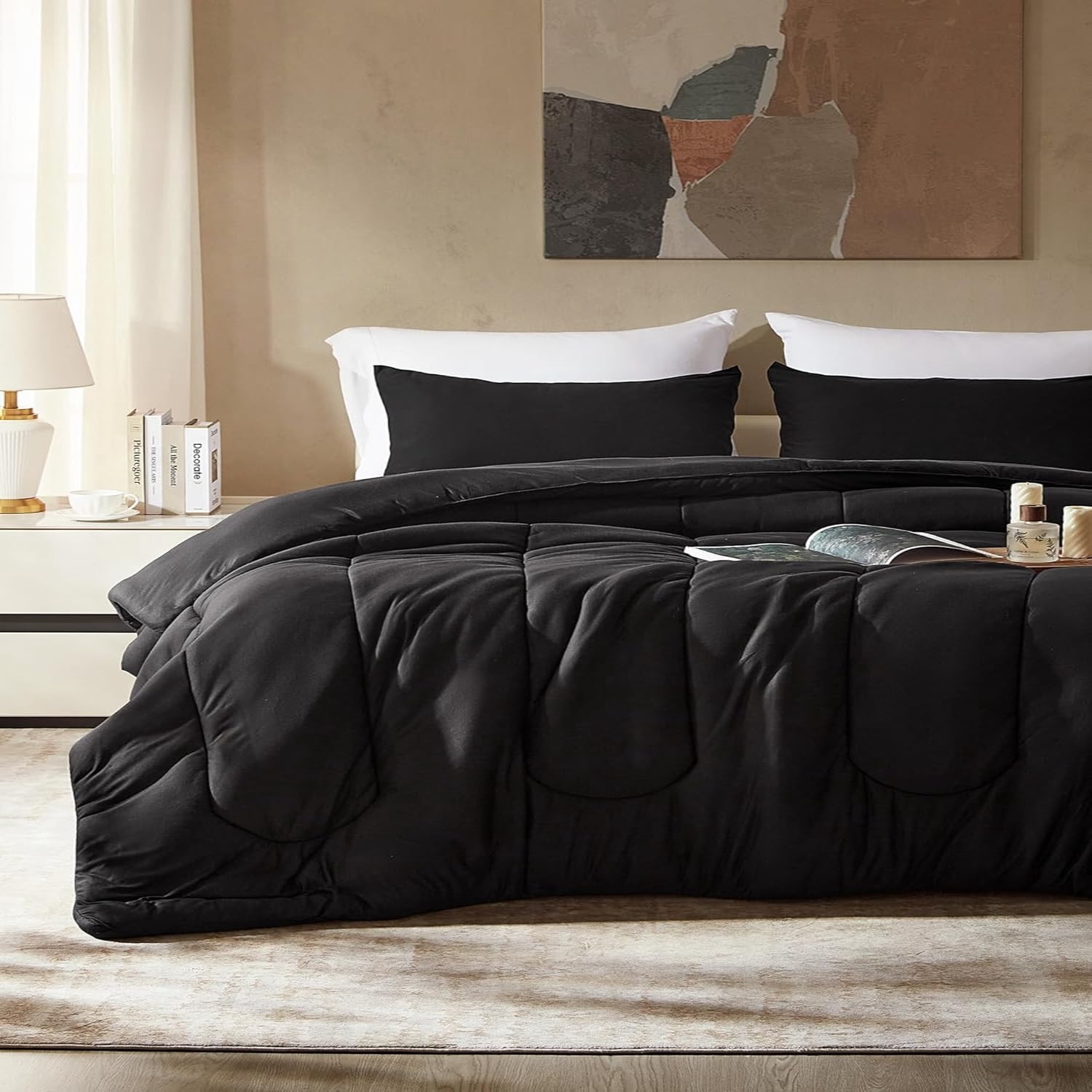 FDTBYHVYT Queen Size Comforter Set for Bedroom 3 Pieces Breathable Soft ...