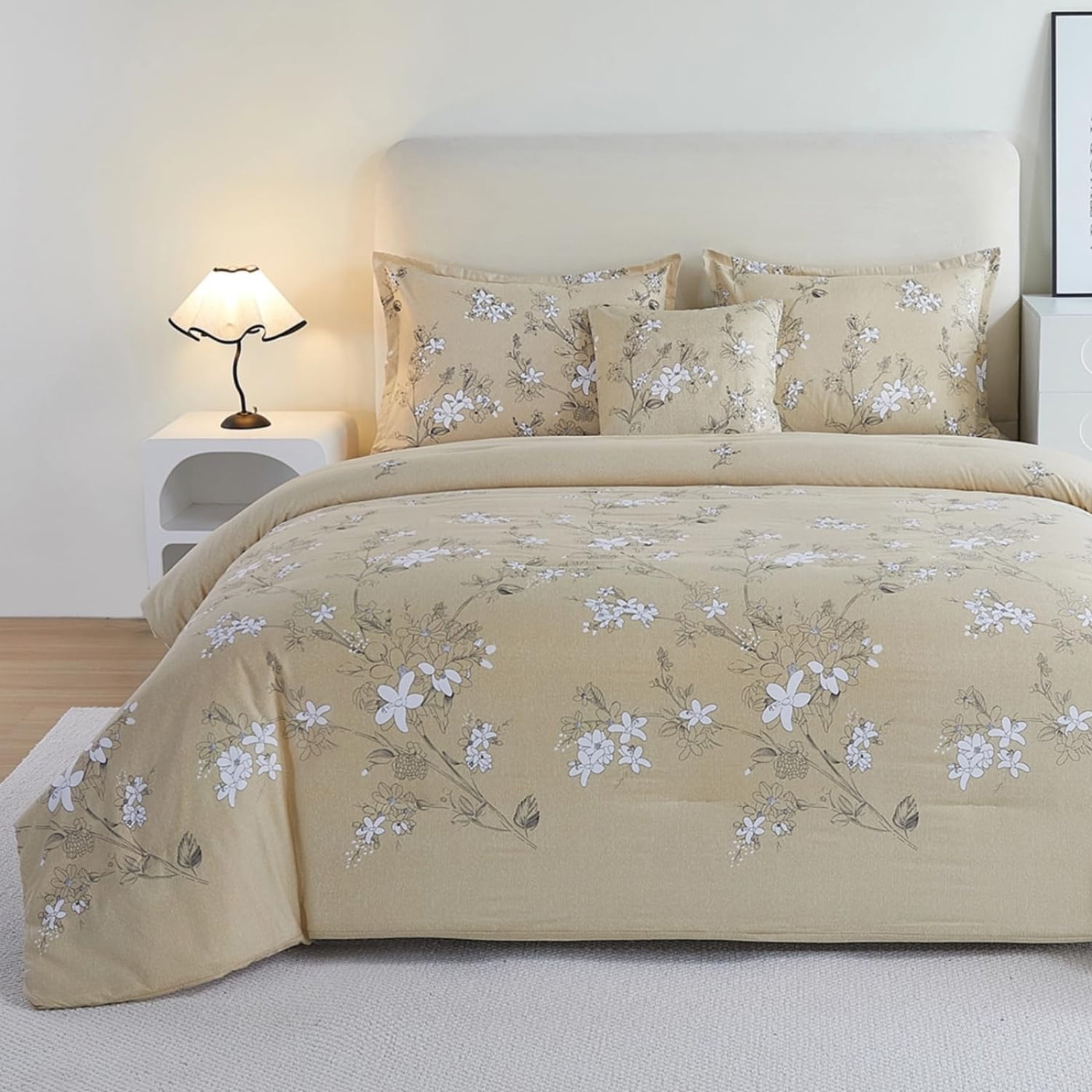 dxynlzq Queen Size Soft Comforter Set Botanical Floral Printed Bedding ...