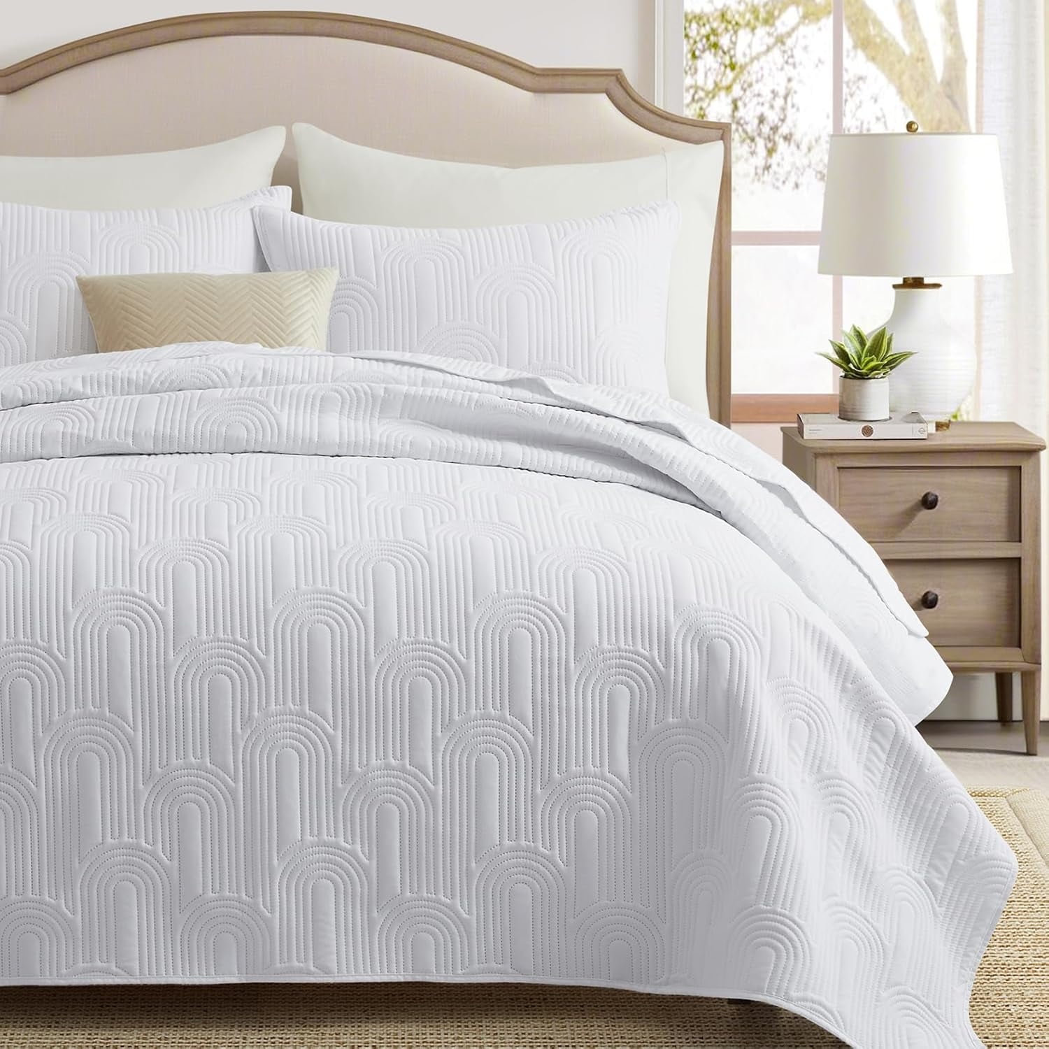 FDTBYHVYT Quilt King Size with Pillow Shams Summer Lightweight Arch ...