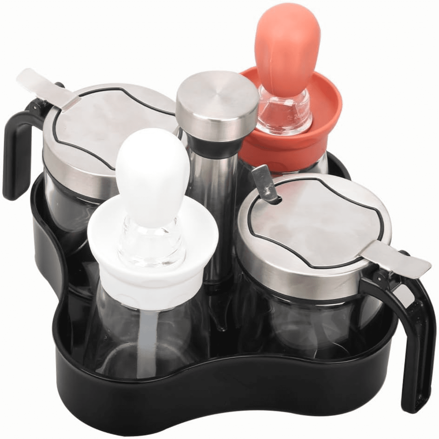 Revolving Condiment Pots Sugar Bowl Salt & Pepper Cellar with Lid and ...