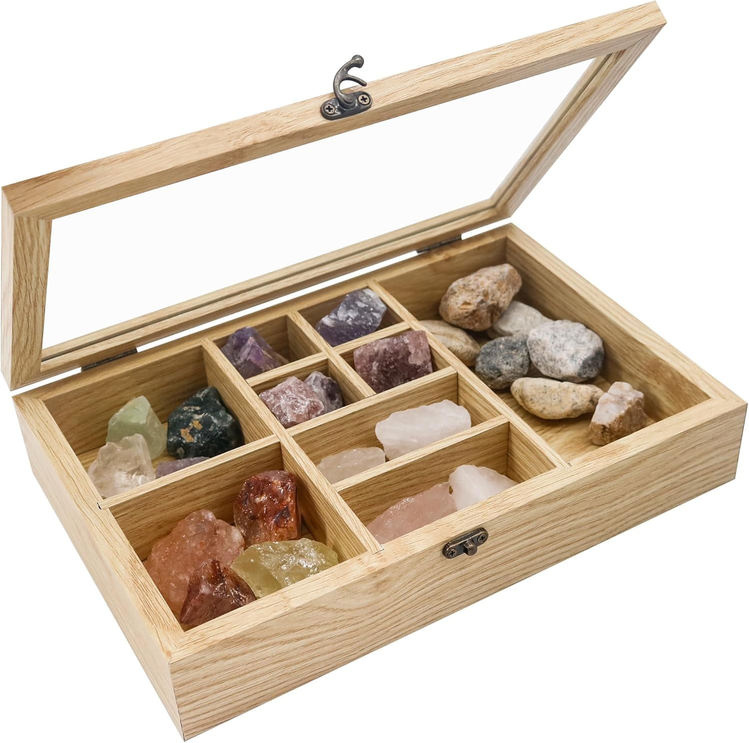 FDTBYHVYT Rock Display Case Wood Crystal Collection with Shelves Witchy ...