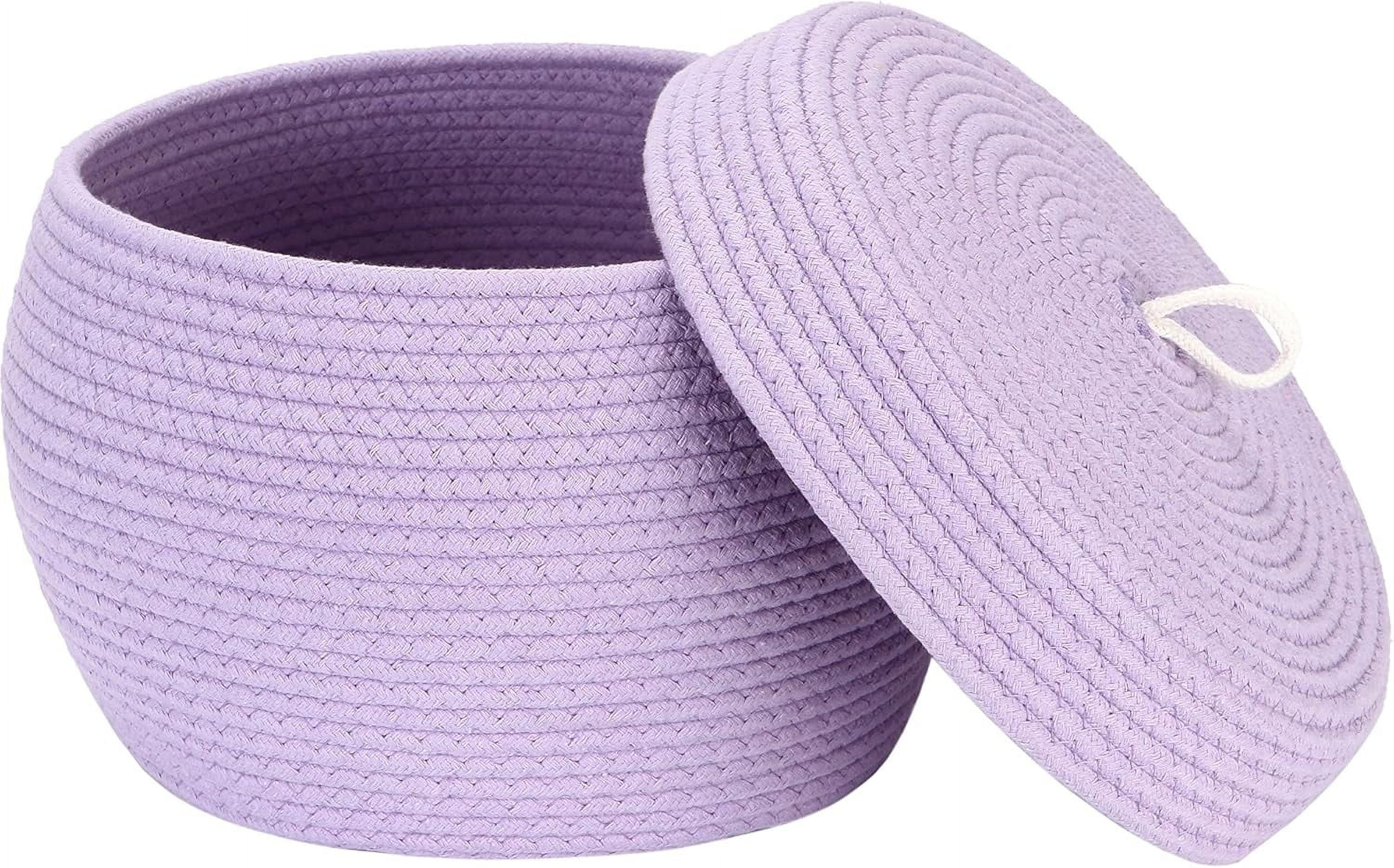 FDTBYHVYT Round Cotton Rope Storage Basket with Lid Decorative Woven ...