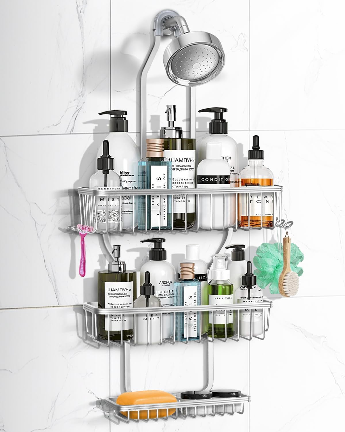 FDTBYHVYT Shower Caddy Hanging - Never Rust Shower Hanging Organizer ...