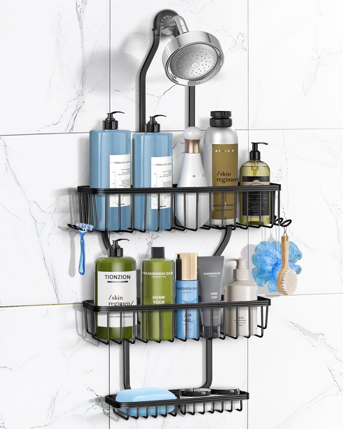 vbfgybxny Shower Caddy Hanging - Never Rust Shower Hanging Organizer ...