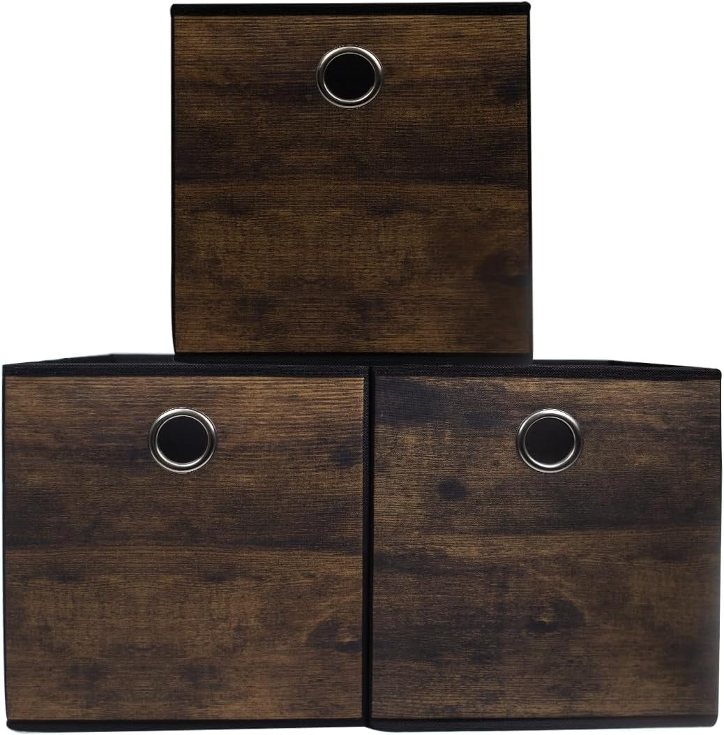FDTBYHVYT Sturdy Cube Storage with Wood Grain Pattern Collapsible Open ...