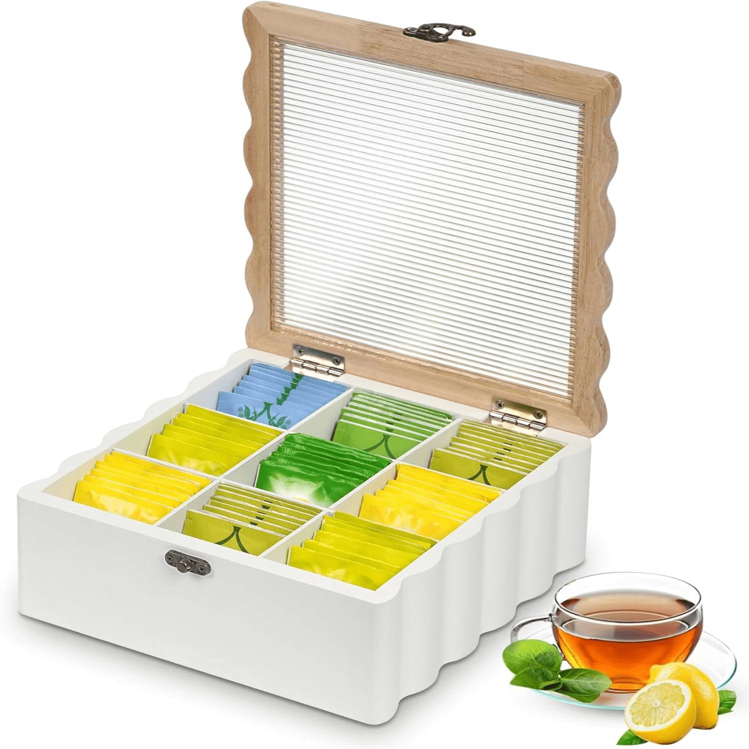 FDTBYHVYT Tea Bag Organizer Wooden Tea Tea Organizers and Storage Tea ...