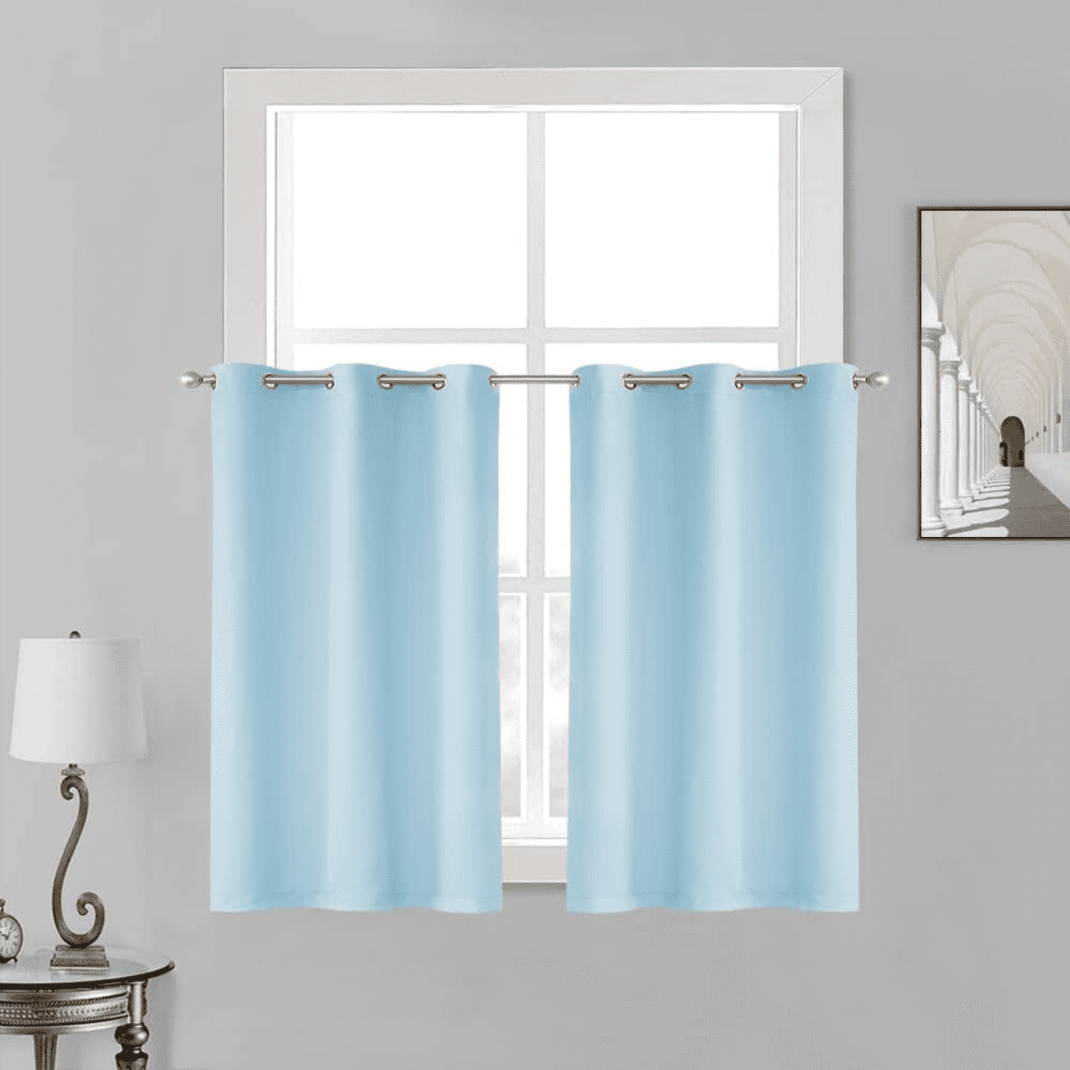 FDTBYHVYT Teal Small Window Curtains Tiers 36 Inches Long for Basement ...