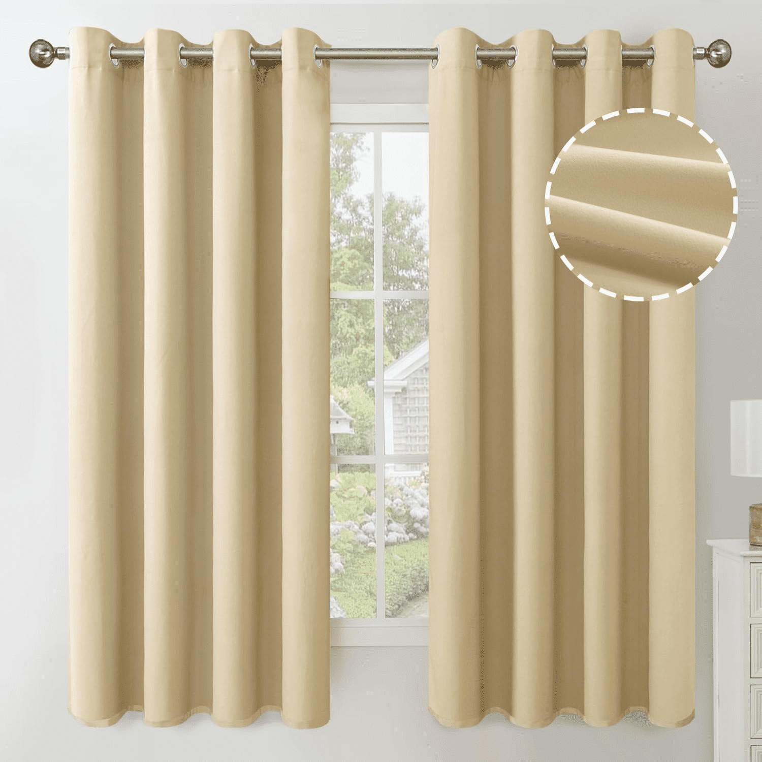 FDTBYHVYT Off Velvet Curtains 63 Inch Length for Living Room Grommet ...