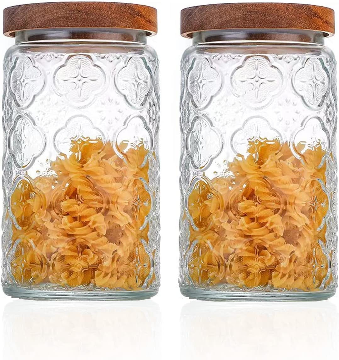 FDTBYHVYT Vintage Glass Kitchen Storage Counter Jar & Pantry with ...