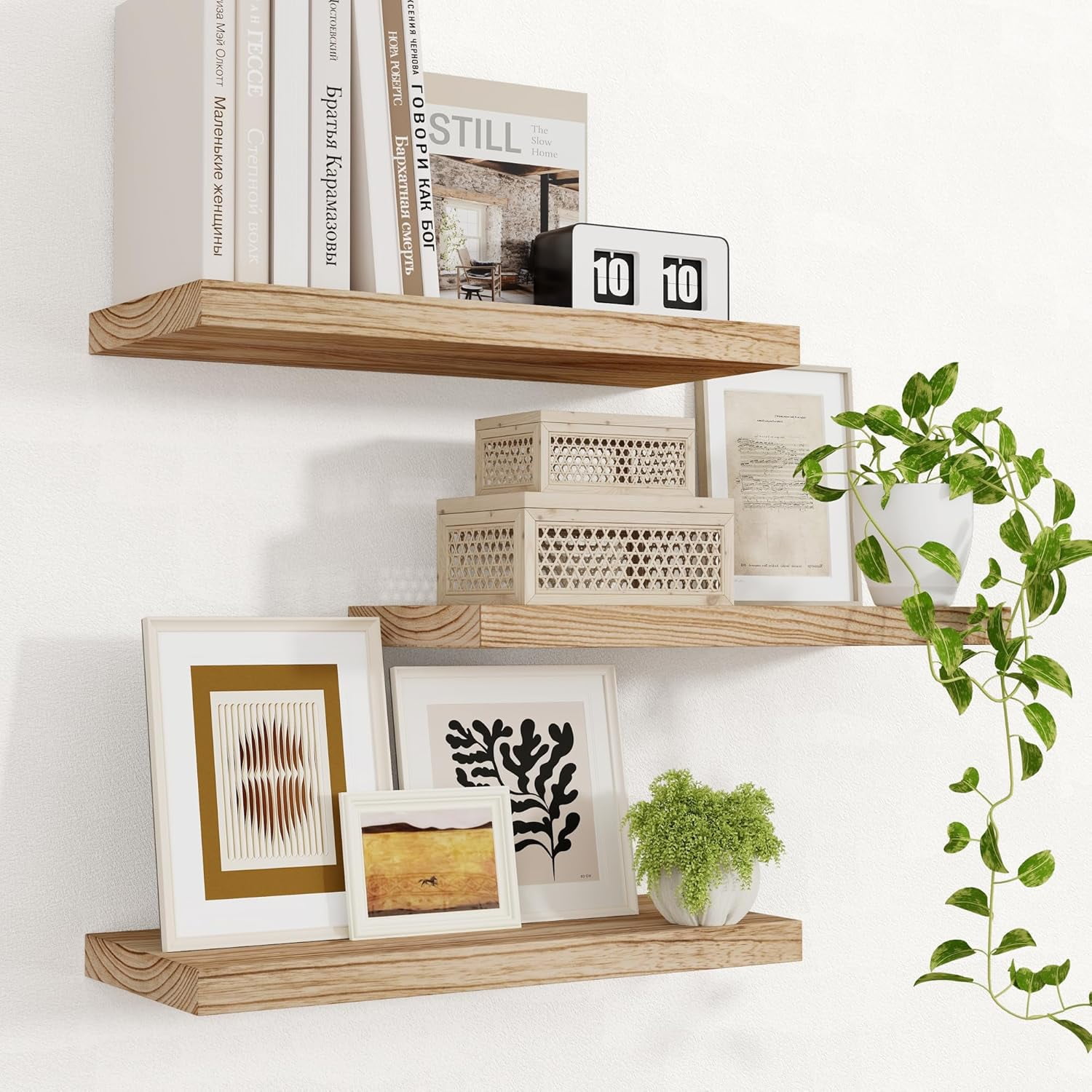 FDTBYHVYT Wood Floating Shelves for Wall Storage 36 inch Wide Invisible ...