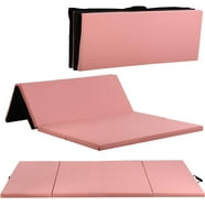 Costway 4'x6'x2'' Gymnastics Mat PU Thick Folding Panel Gym Pink ...