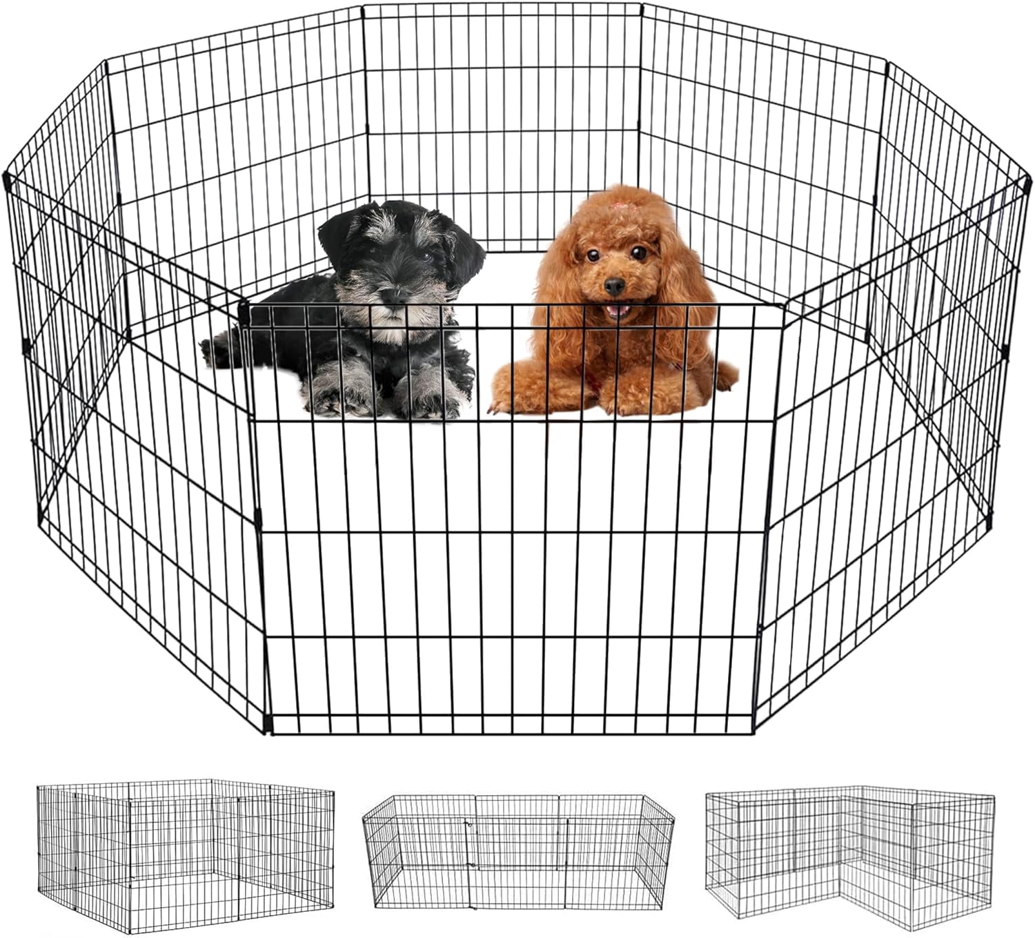 FDW 24 inch Dog Pen Playpen Puppy Pet Playpen 8 Panel Metal Portable ...