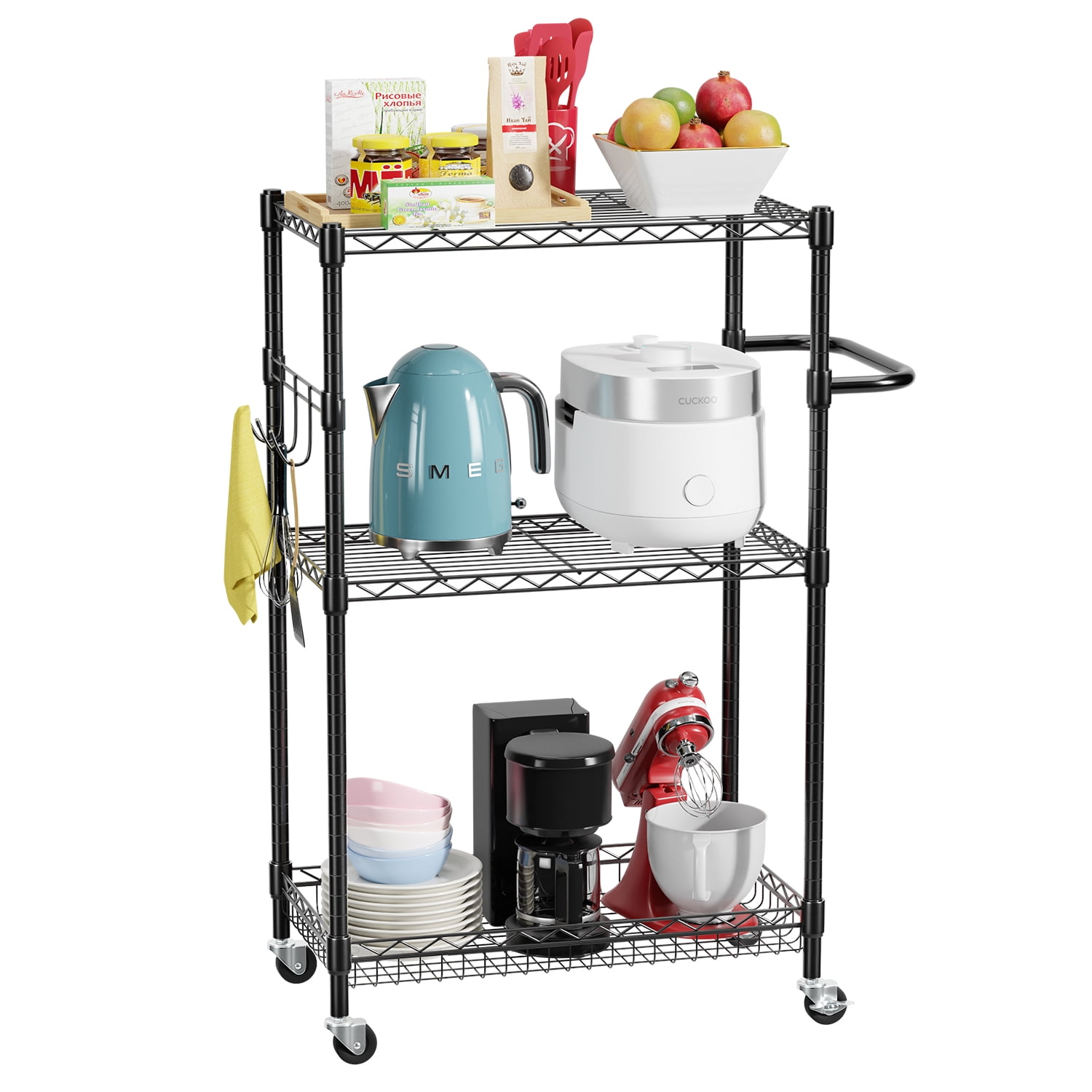 FDW 3-Tier Storage Wire Rack Metal Storage Shelf Heavy Duty Shelf With ...