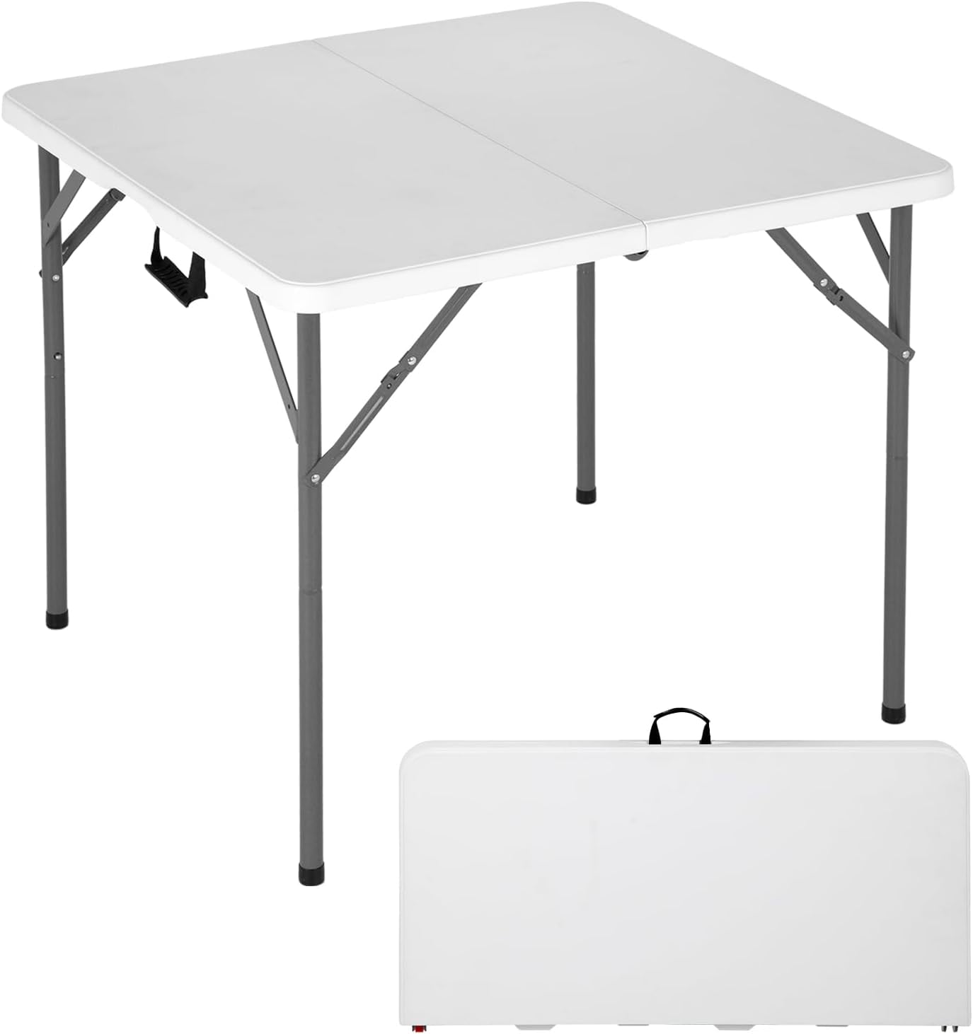 FDW 34" Square Plastic Folding Card Table, Portable Outdoor Dining ...